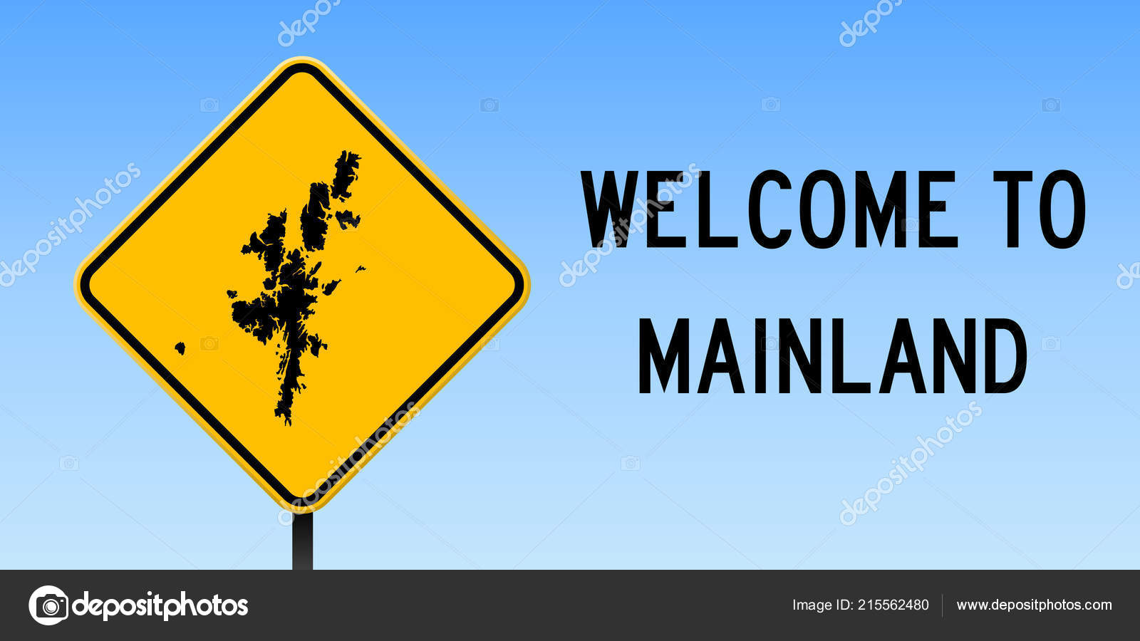 Mainland map on road sign Wide poster with Mainland island map on ...