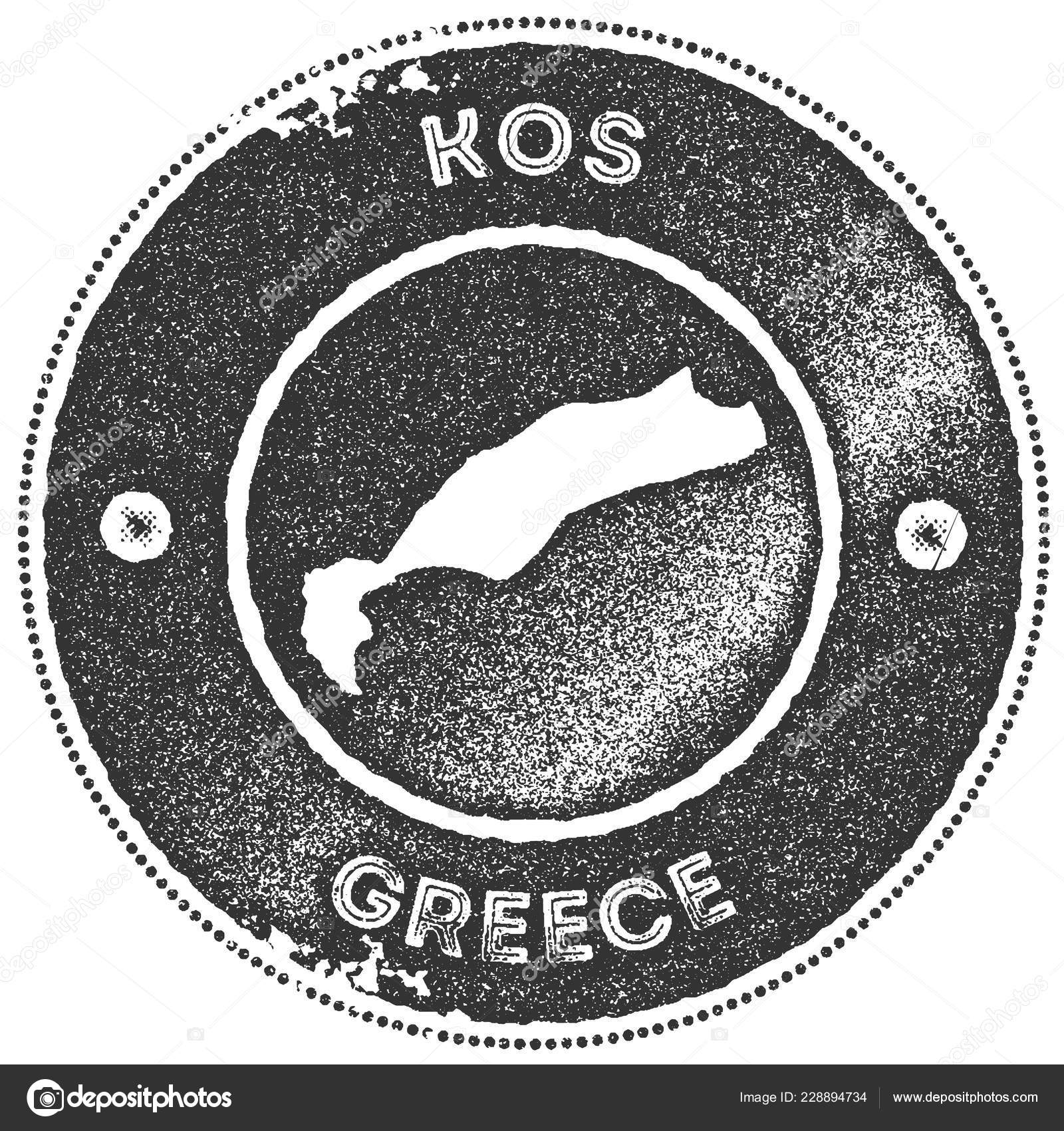 Kos map vintage stamp Retro style handmade label badge or element for ...