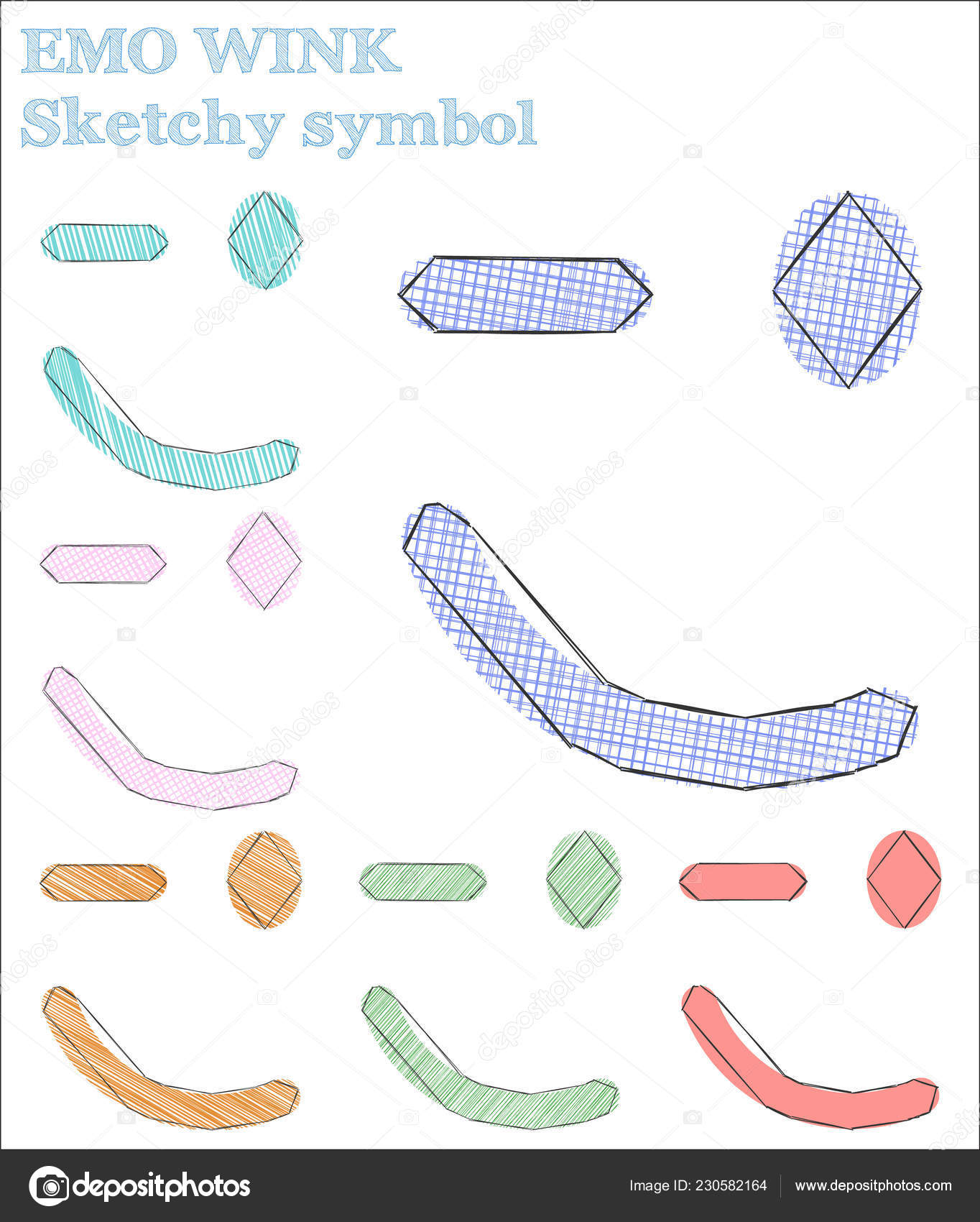Emo wink sketchy symbol Sightly hand drawn symbol Tempting childish ...
