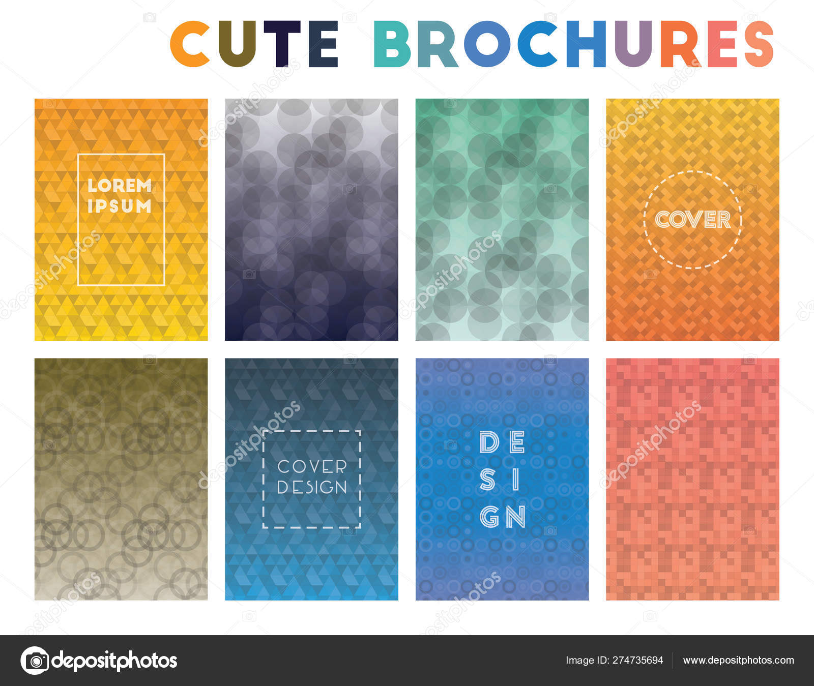 Cute Brochures Alluring geometric patterns Shapely background Vector ...