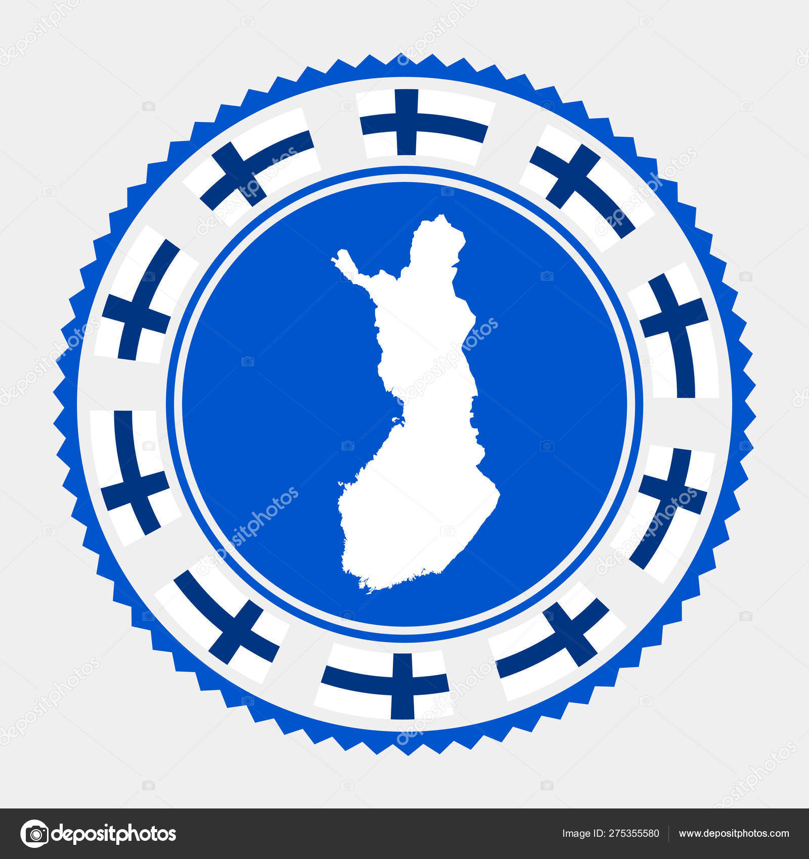 Finland Flat Stamp Logo Map Flag Finland Vector Illustration Stock ...