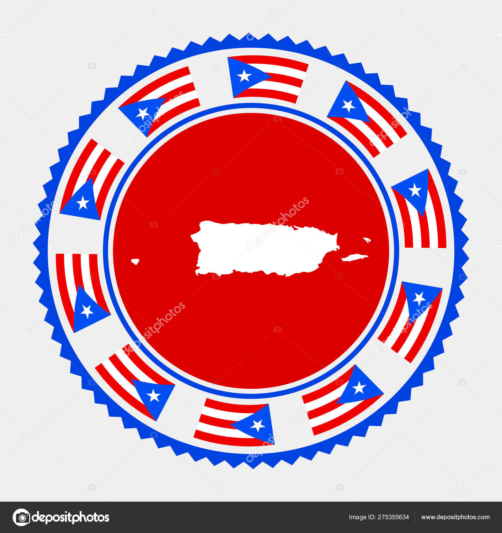 Puerto Rico Flat Stamp Logo Map Flag Puerto Rico Vector Stock Vector by ...