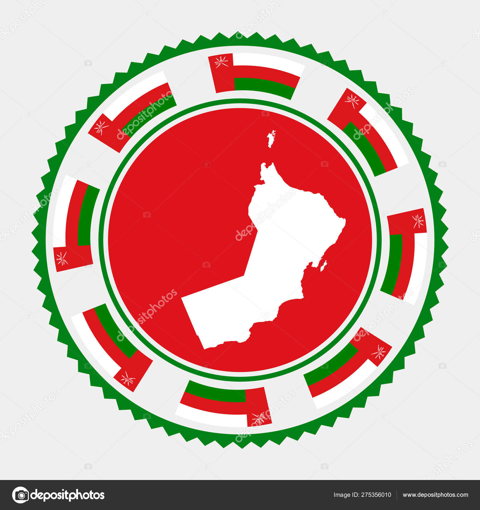 Oman Flat Stamp Logo Map Flag Oman Vector Illustration Stock Vector ...