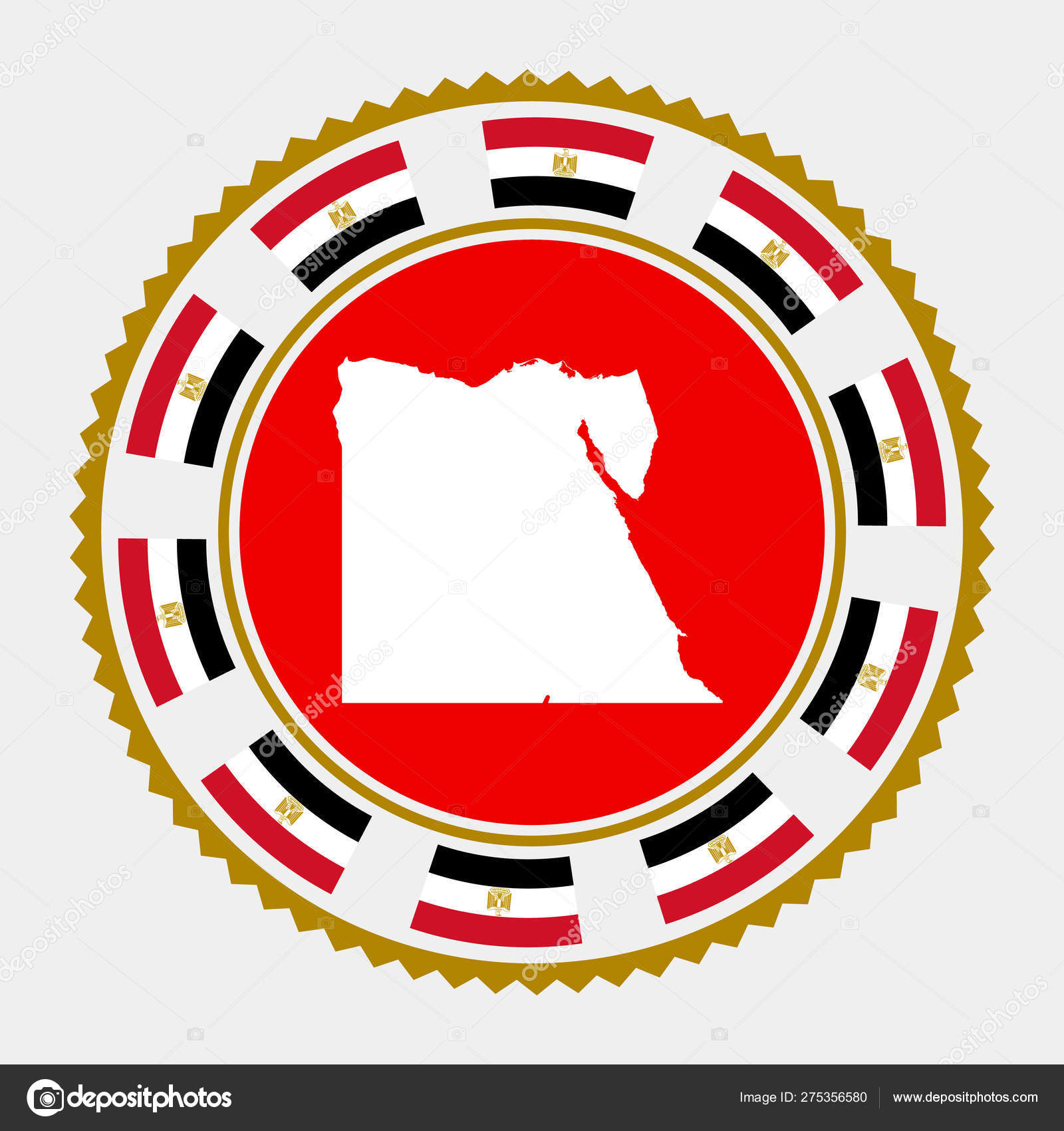 Egypt Flat Stamp Logo Map Flag Egypt Vector Illustration Stock Vector ...