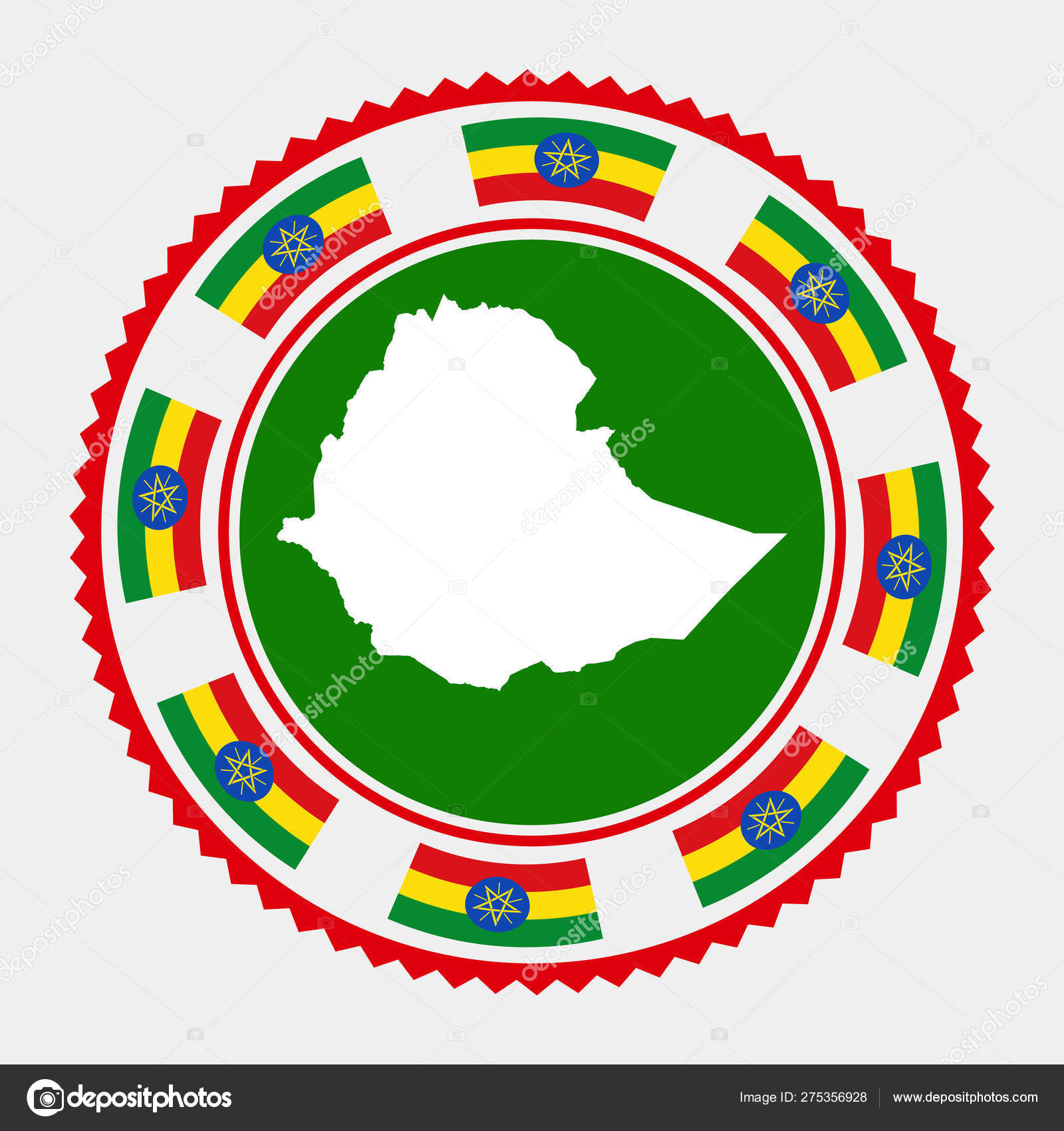 Ethiopia Flat Stamp Logo Map Flag Ethiopia Vector Illustration Stock ...