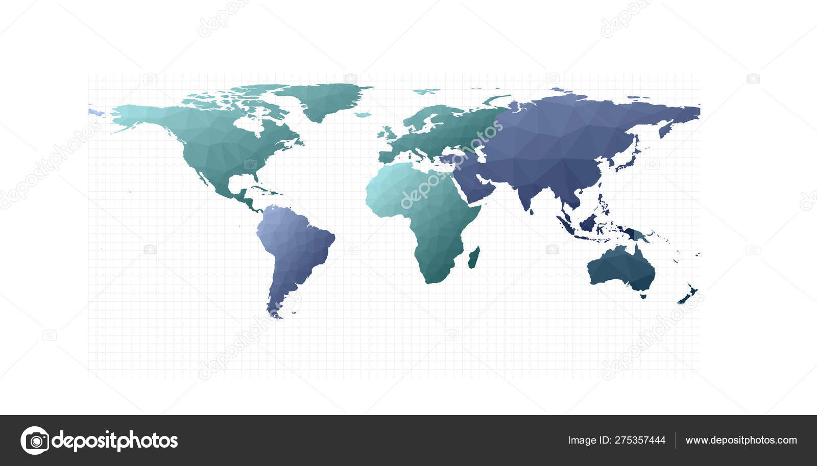 World Map Vector Equirectangular Projection Popular Vector Illustration ...