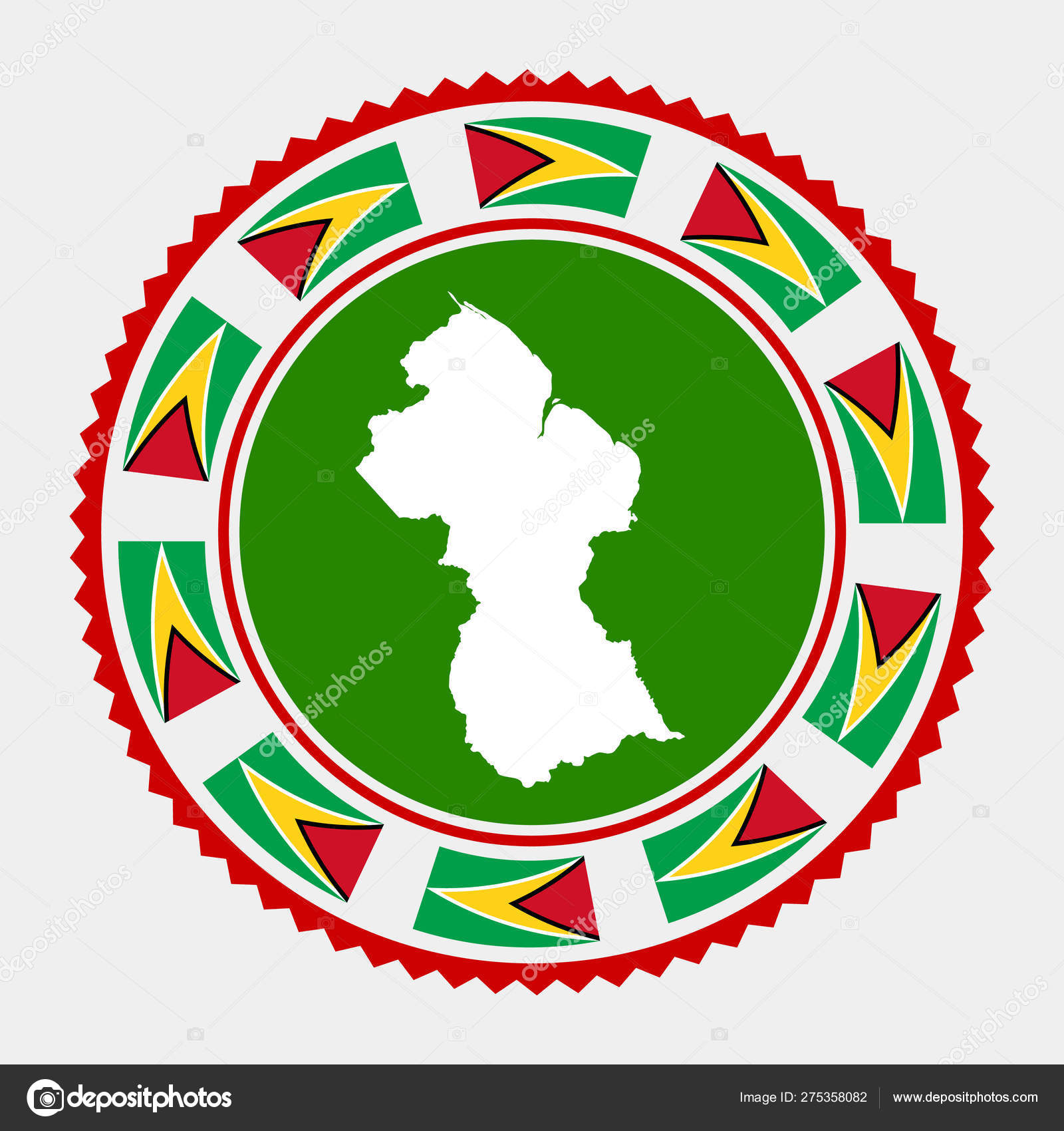 Guyana Flat Stamp Logo Map Flag Guyana Vector Illustration Stock Vector ...
