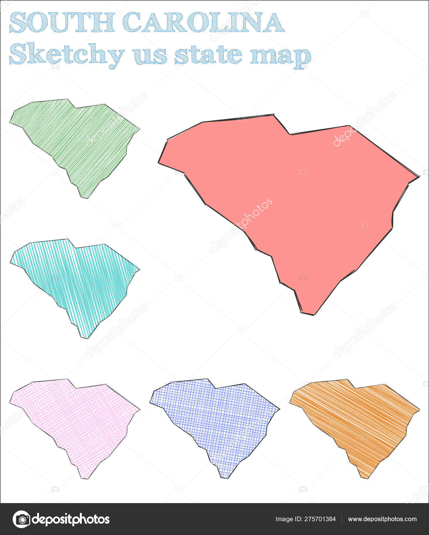South Carolina sketchy us state Marvelous hand drawn us state Radiant ...