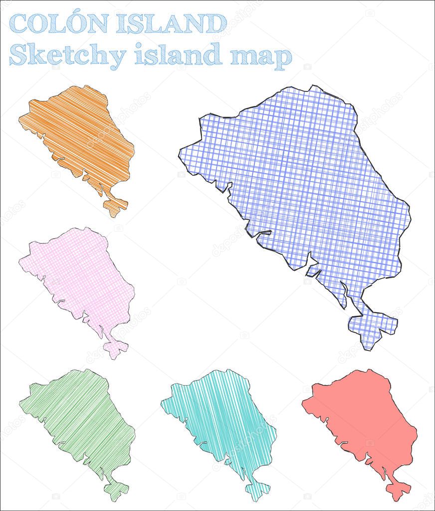 Isla Colon isla incompleta isla jugosa dibujada a mano Estilo animado ...