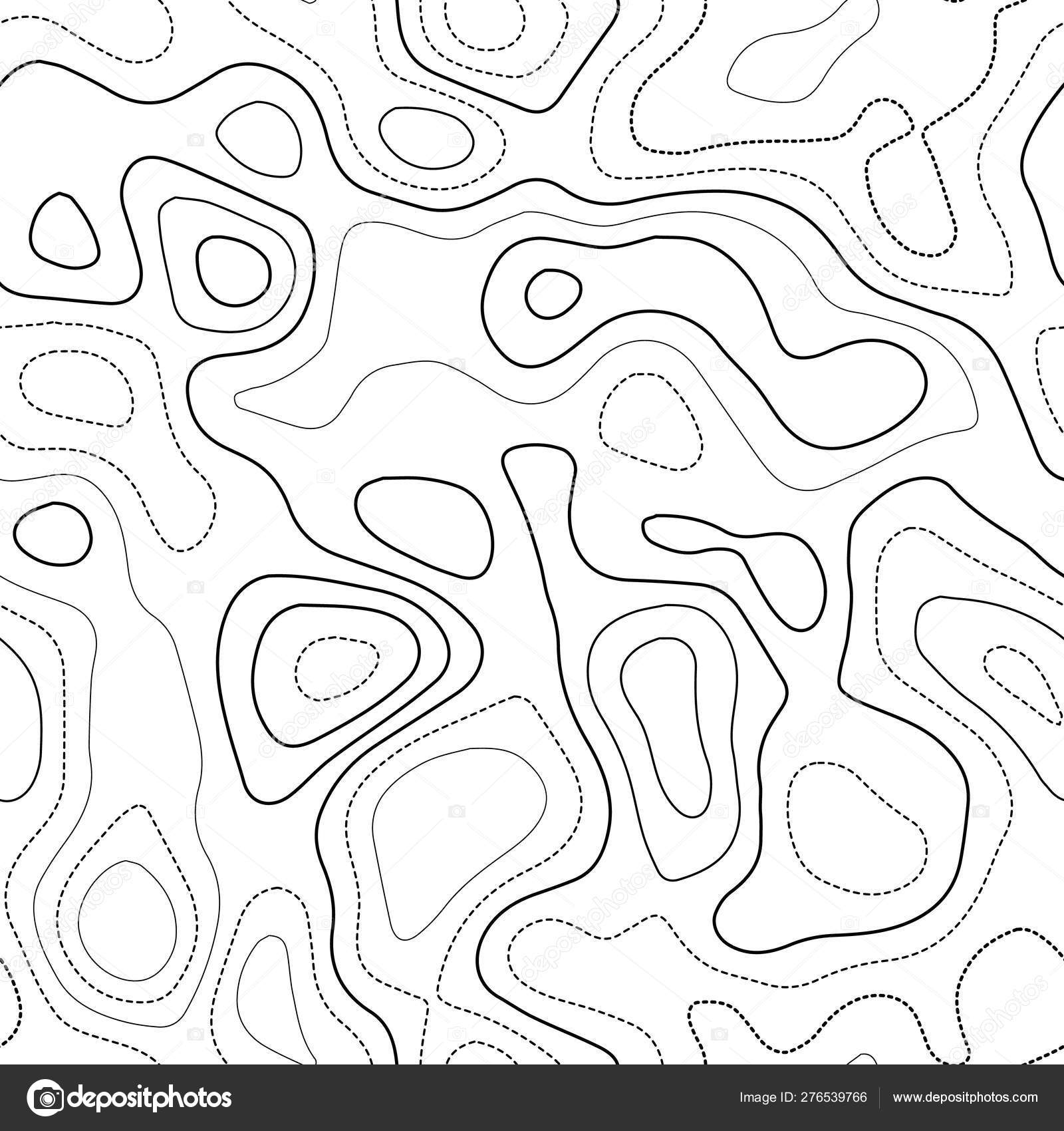 Contour lines Actual topography map Black and white seamless design ...