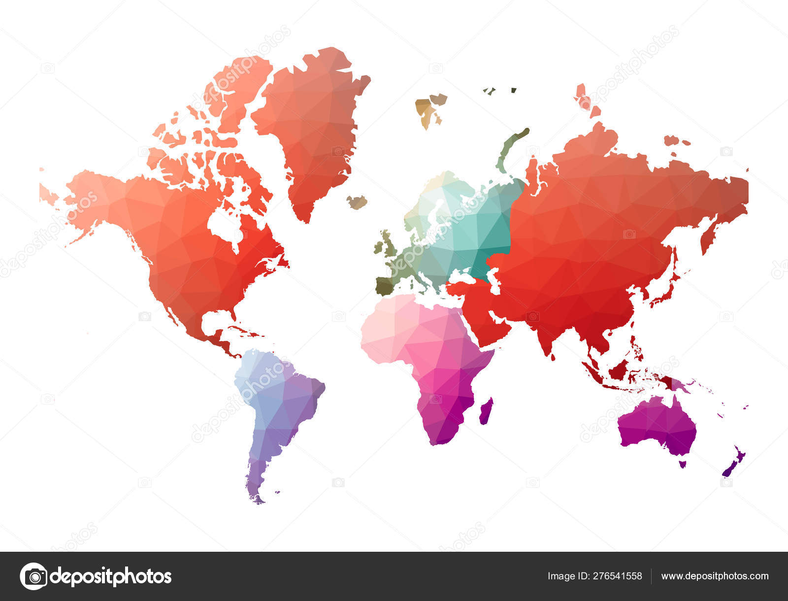 World Map memikat gambar Vektor gaya poli rendah Vektor Stok oleh ...