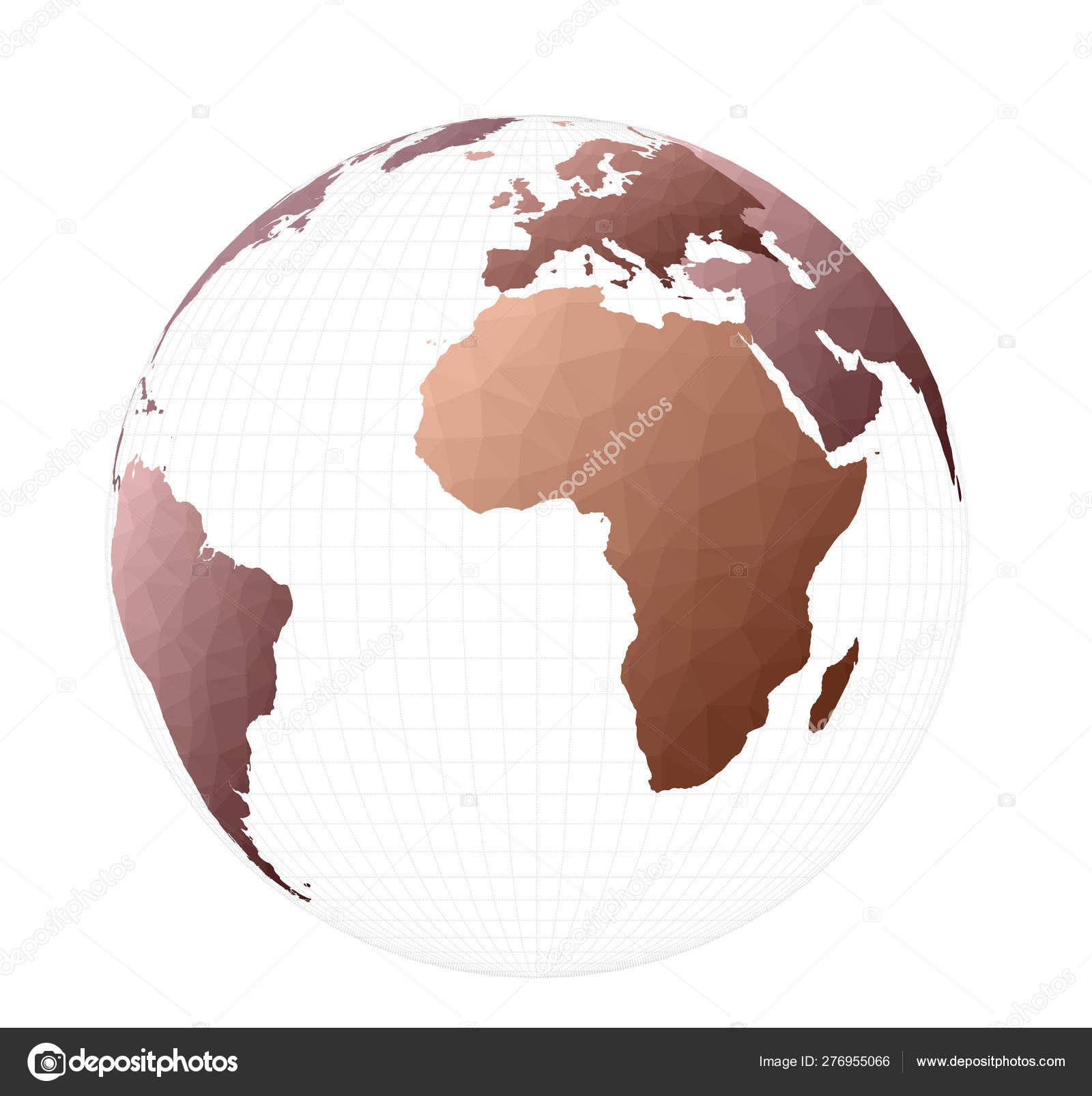 Polygonal World Map Orthographic Projection Perfect Vector Illustration ...