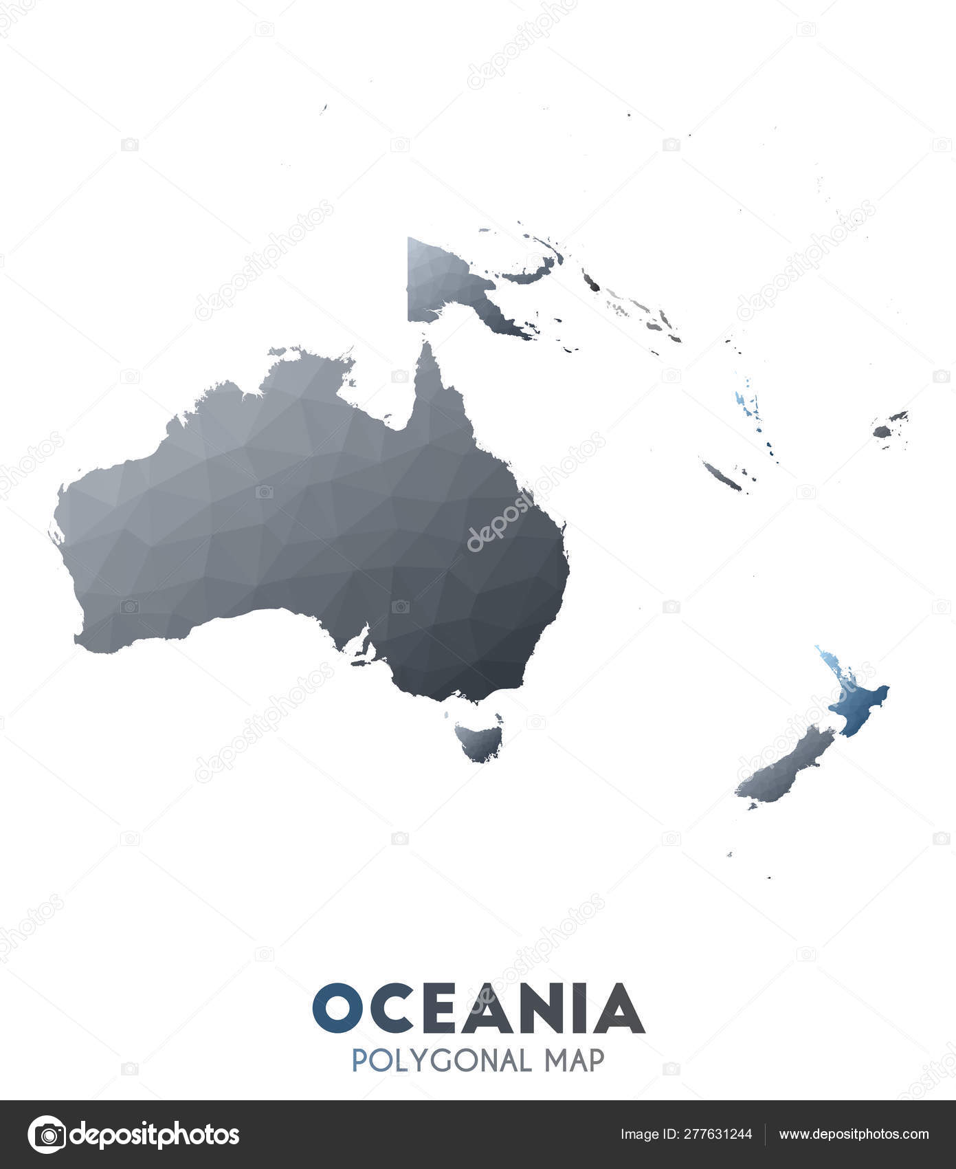 Oceanía Mapa actual bajo estilo poli continente mapa Ilustración ...