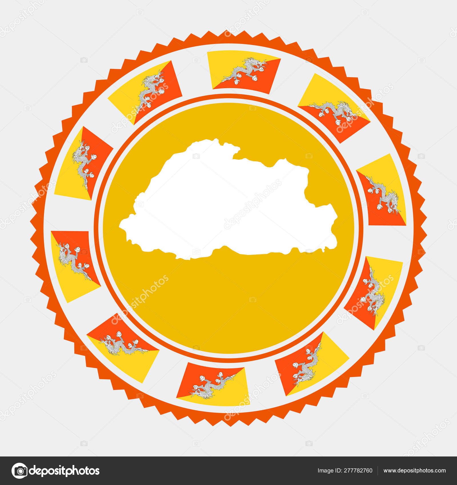 Bhutan Flat Stamp Logo Map Flag Bhutan Vector Illustration Stock Vector ...