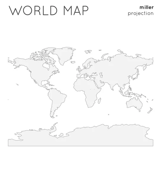 World Map Globe In Goode Homolosine Projection Plain Style Outline Vector Illustration Stock