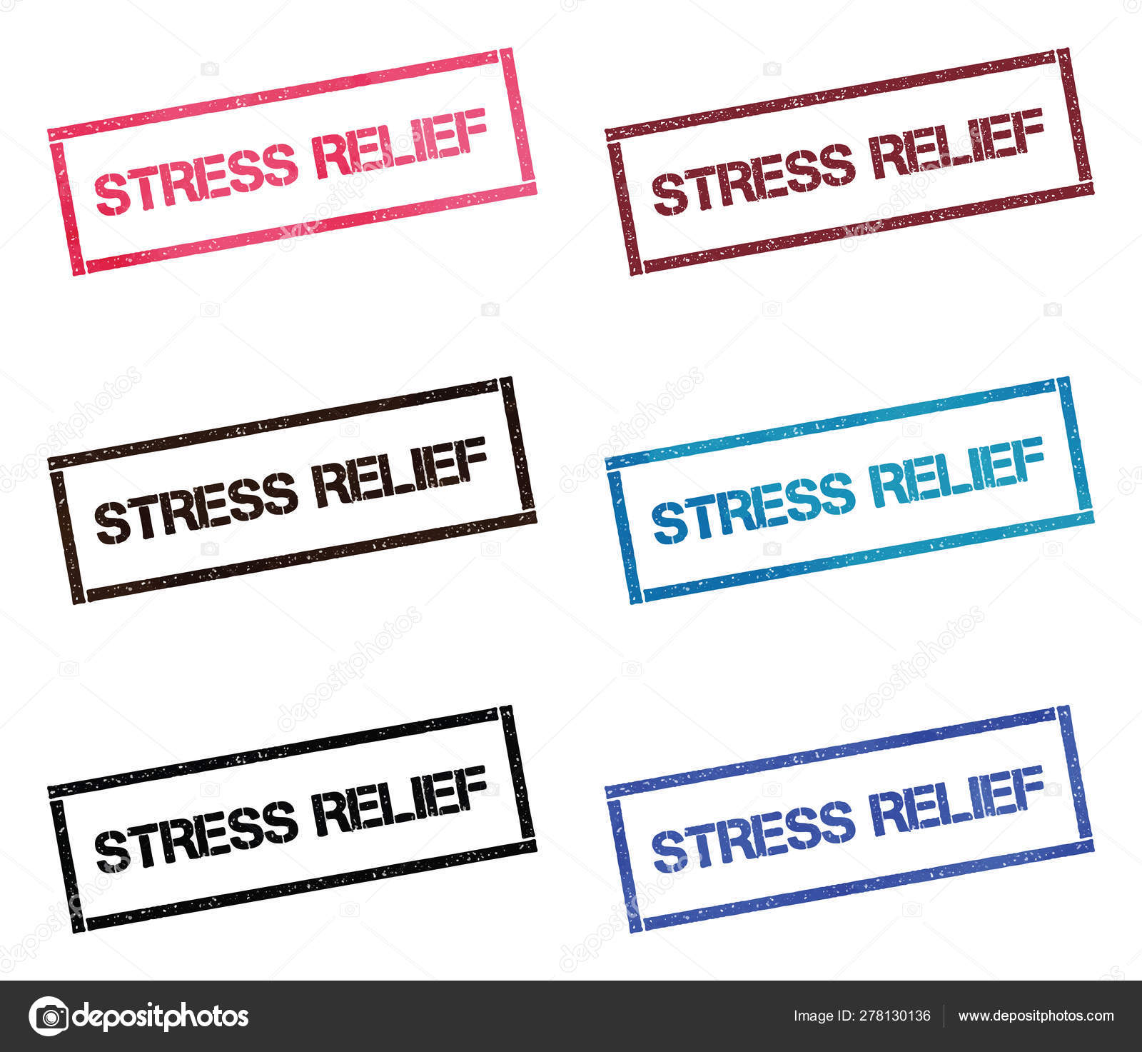 Stress Relief Rectangular Stamp Collection Textured Seals Text Isolated ...