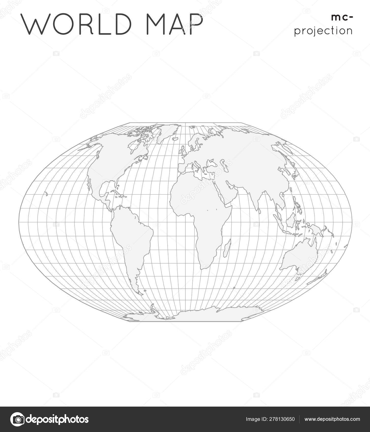 Image vectorielle Carte Monde Globe Mcbryde Thomas Projection Quartique ...