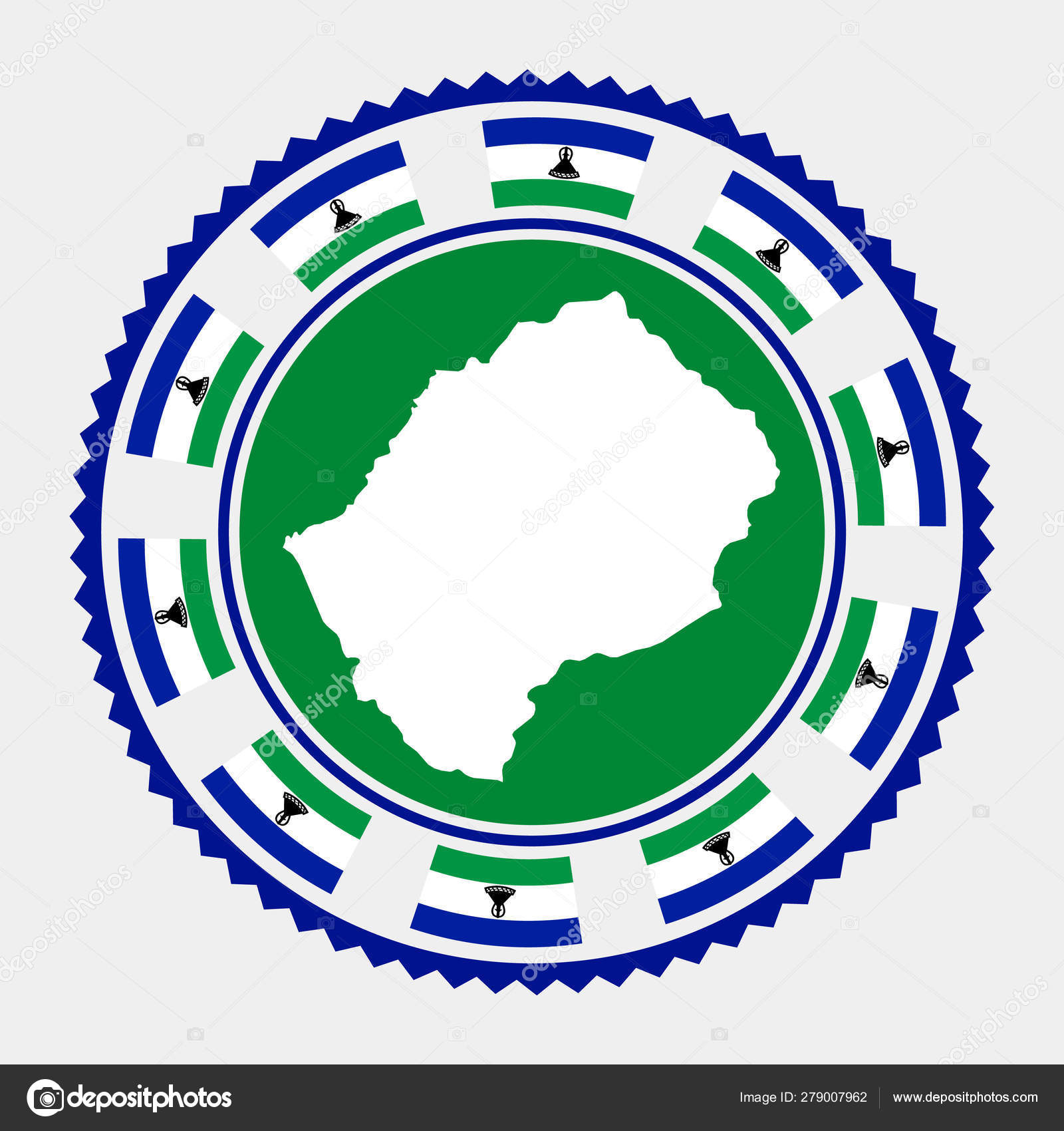 Lesotho Flat Stamp Logo Map Flag Lesotho Vector Illustration Stock ...