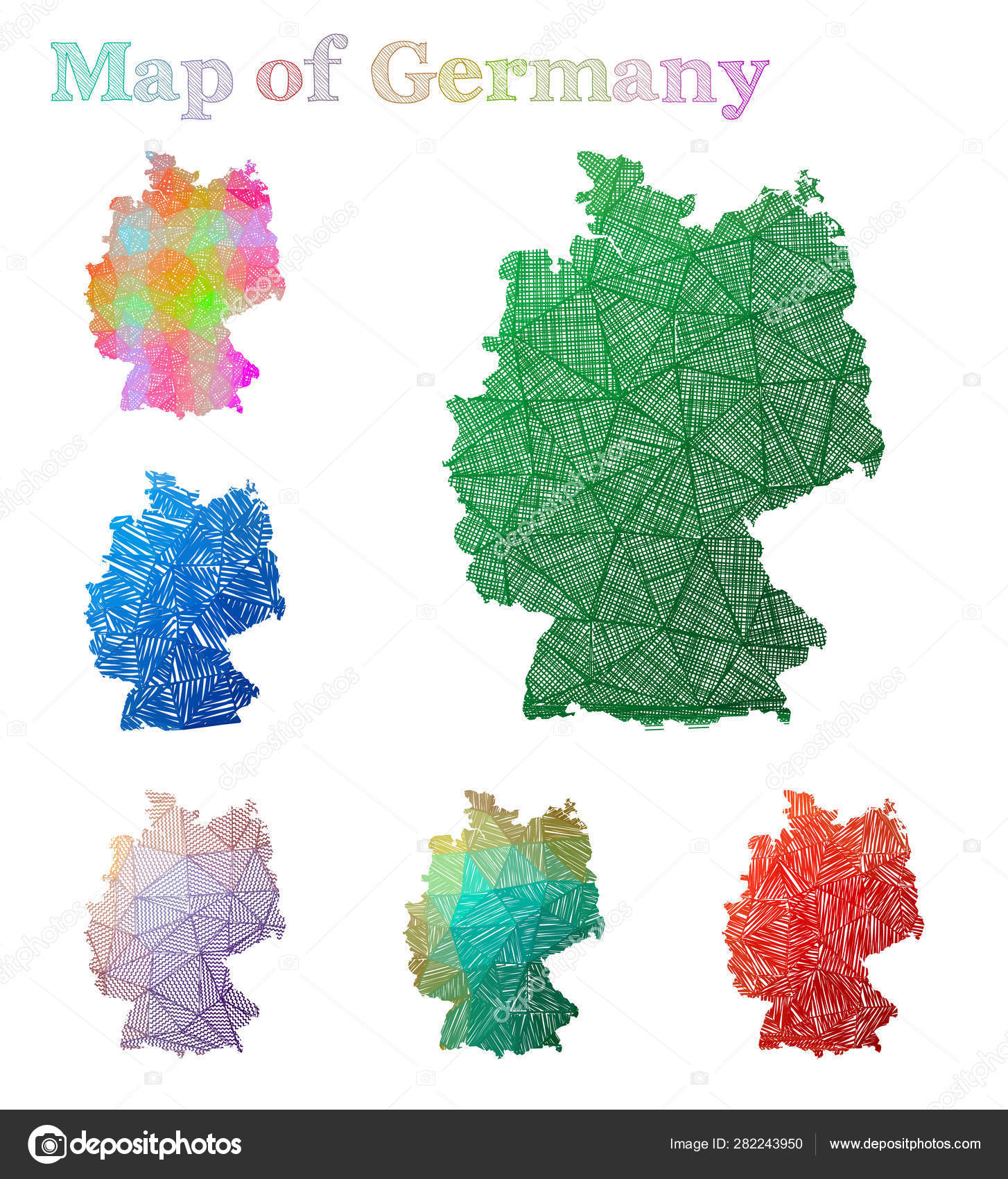 Handdrawn map of Germany Colorful country shape Sketchy Germany maps ...