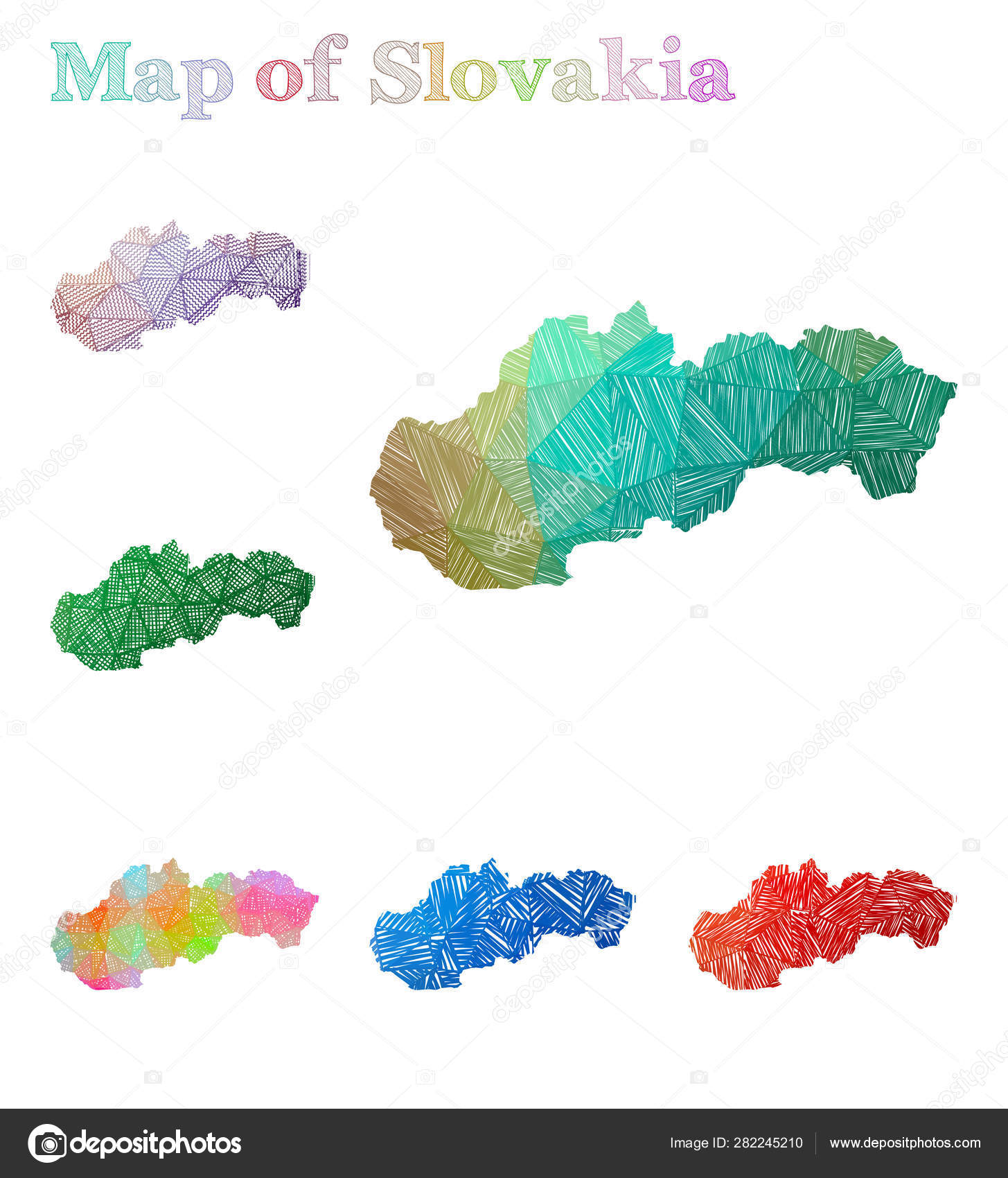 Handdrawn map of Slovakia Colorful country shape Sketchy Slovakia maps ...
