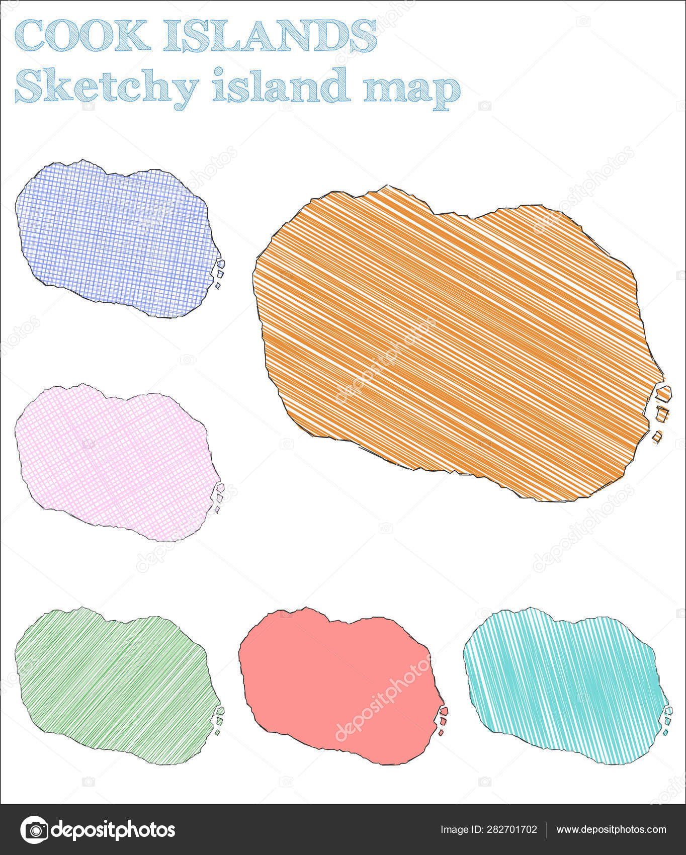 Cook Islands sketchy island Likable hand drawn island Lovely childish ...