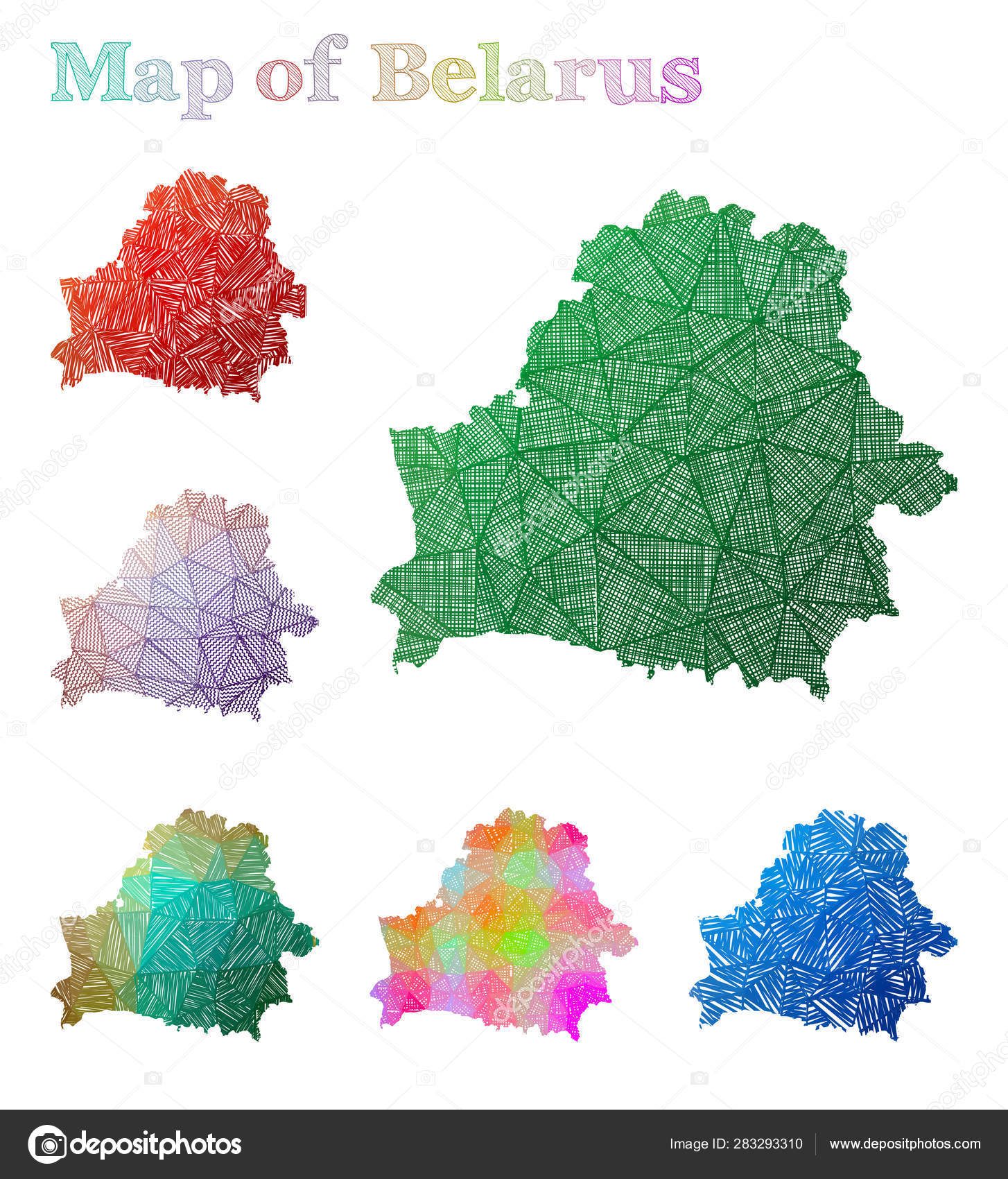 Handdrawn map of Belarus Colorful country shape Sketchy Belarus maps ...