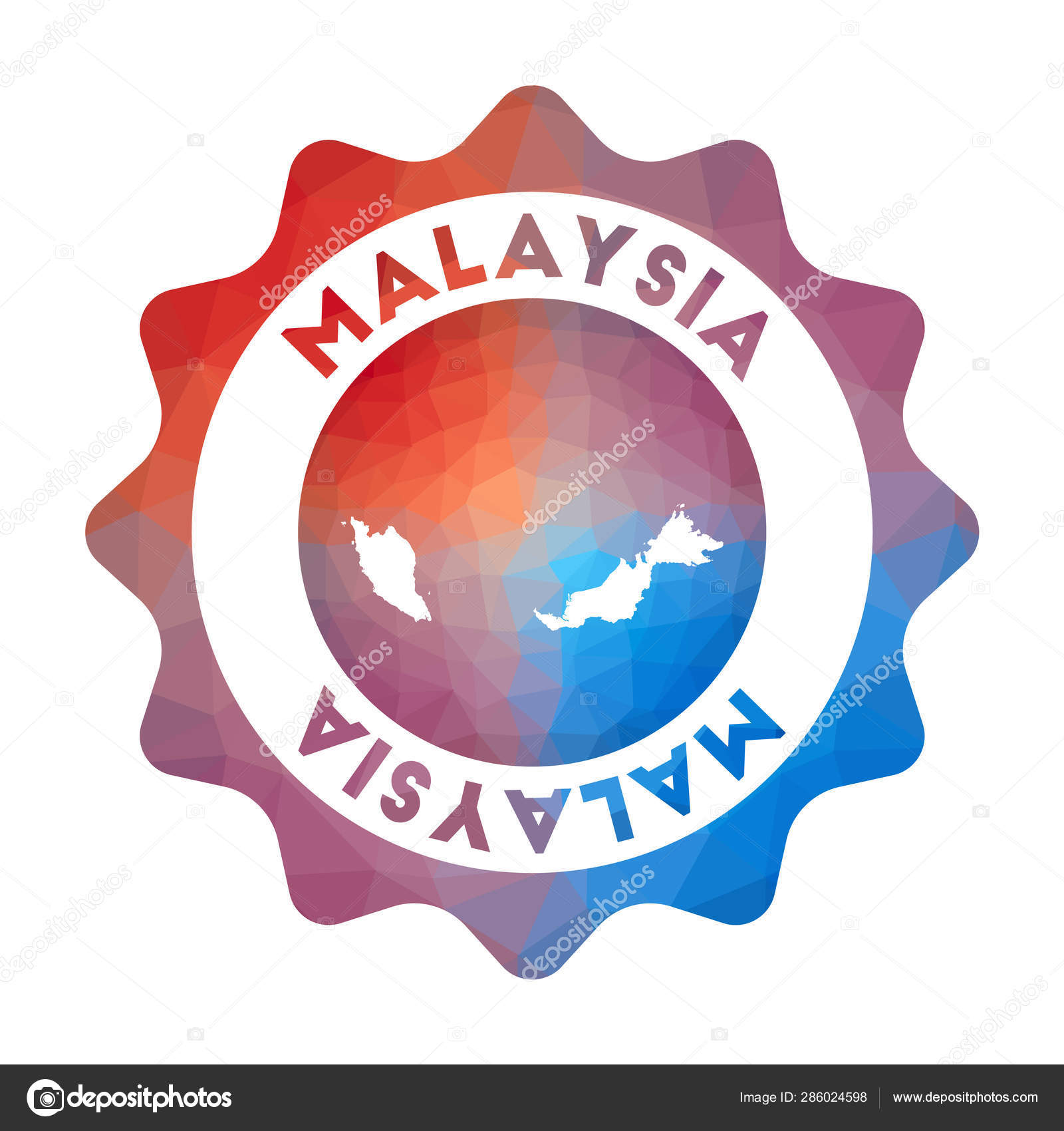 Malaysia low poly logo Colorful gradient travel logo of the country in ...