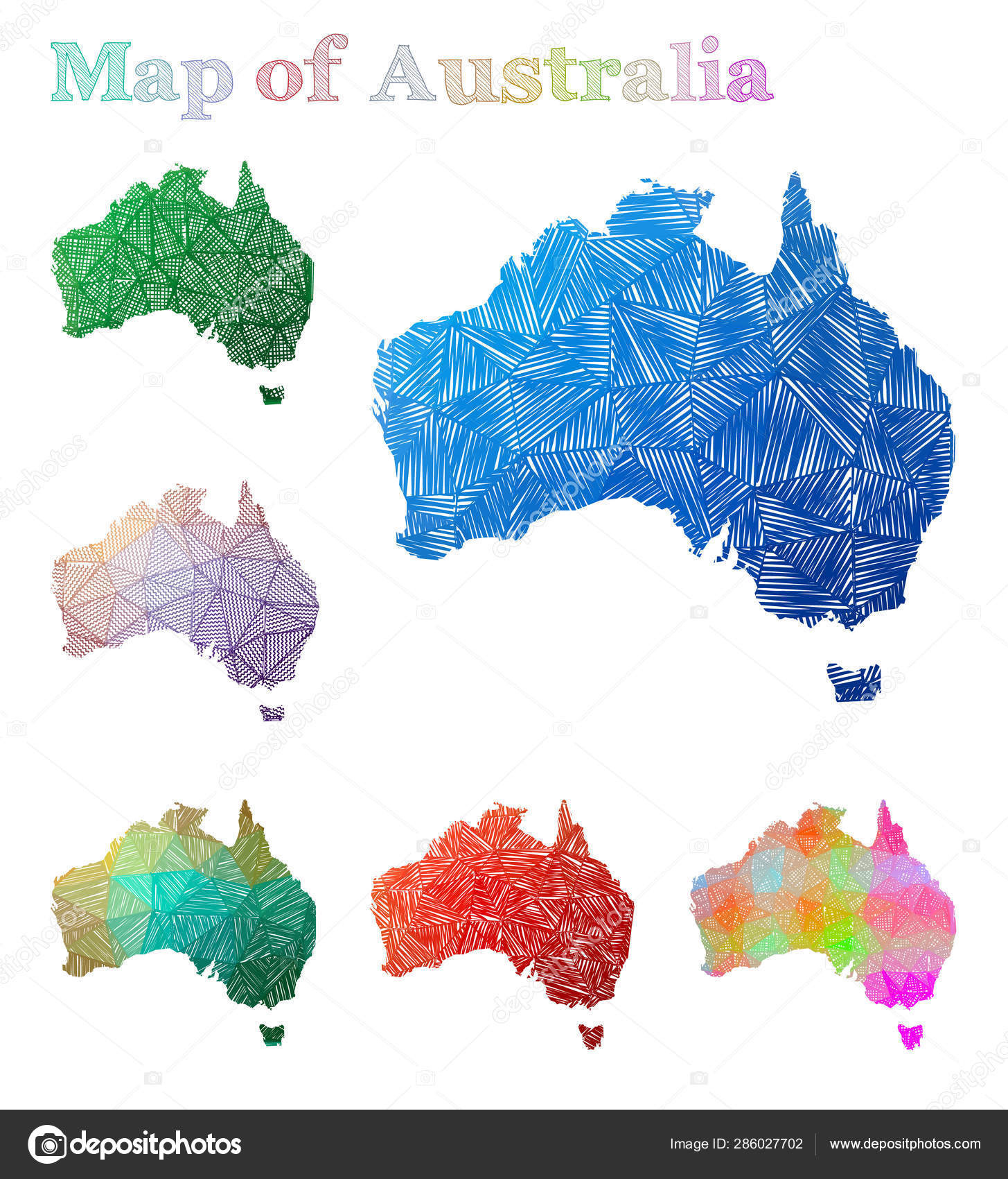 Handdrawn map of Australia Colorful country shape Sketchy Australia ...