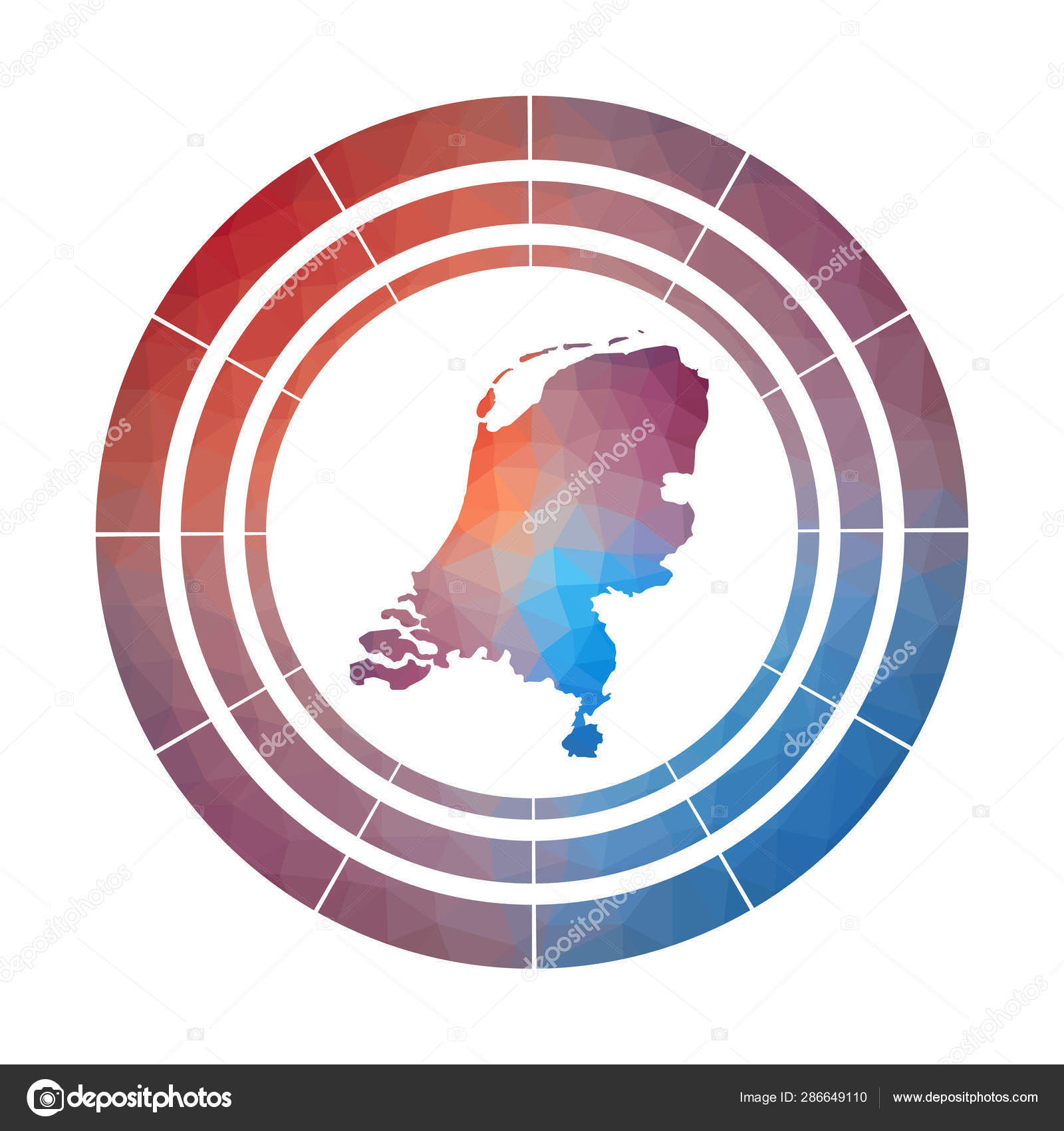 Netherlands badge Bright gradient logo of country in low poly style ...