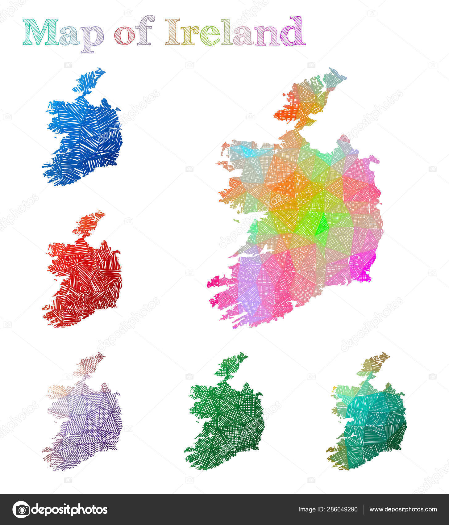Handdrawn map of Ireland Colorful country shape Sketchy Ireland maps ...