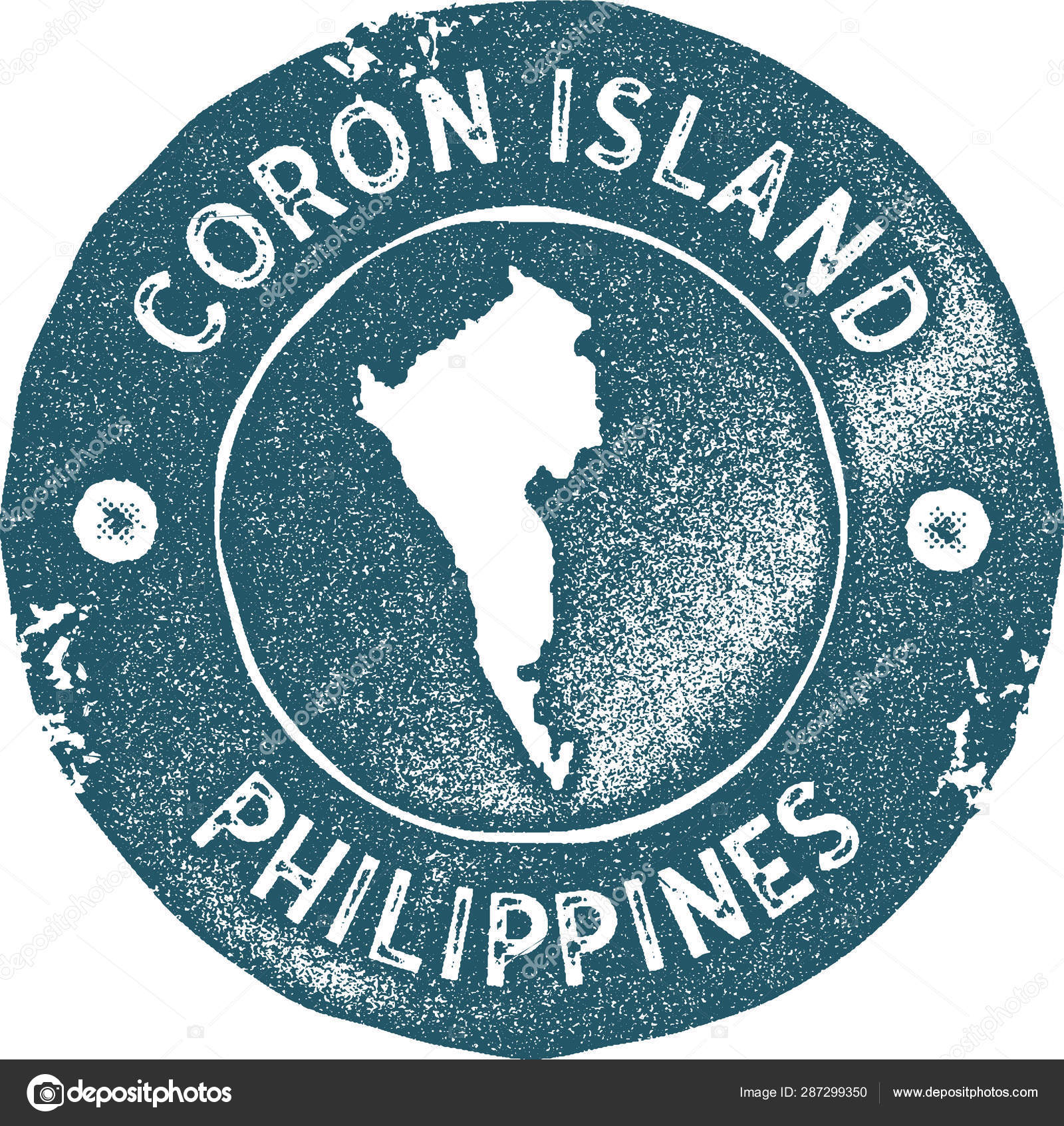 Coron Island map vintage stamp Retro style handmade label badge or ...