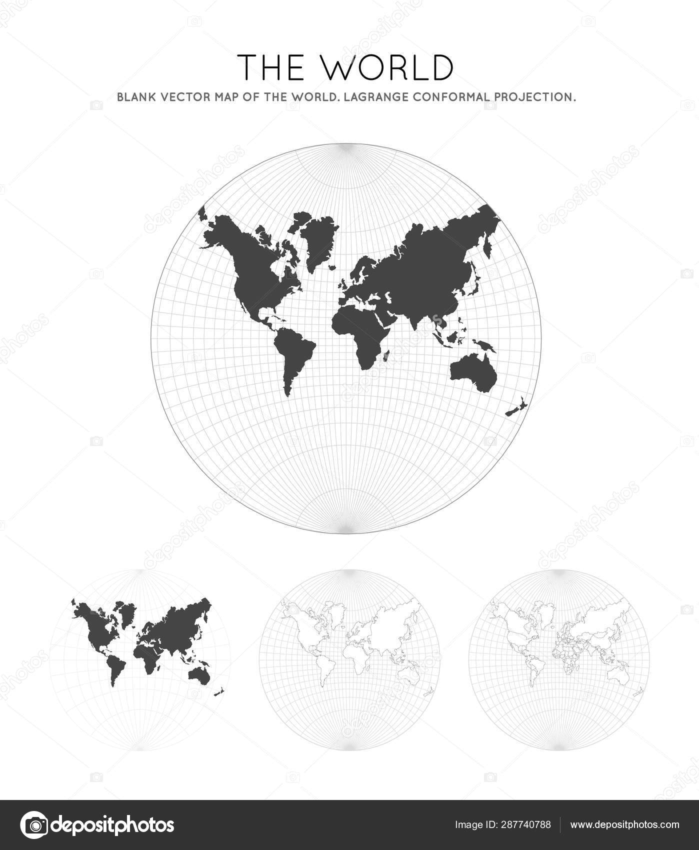 Mapa de The World Lagrange Proyección conforme Globo con líneas de ...