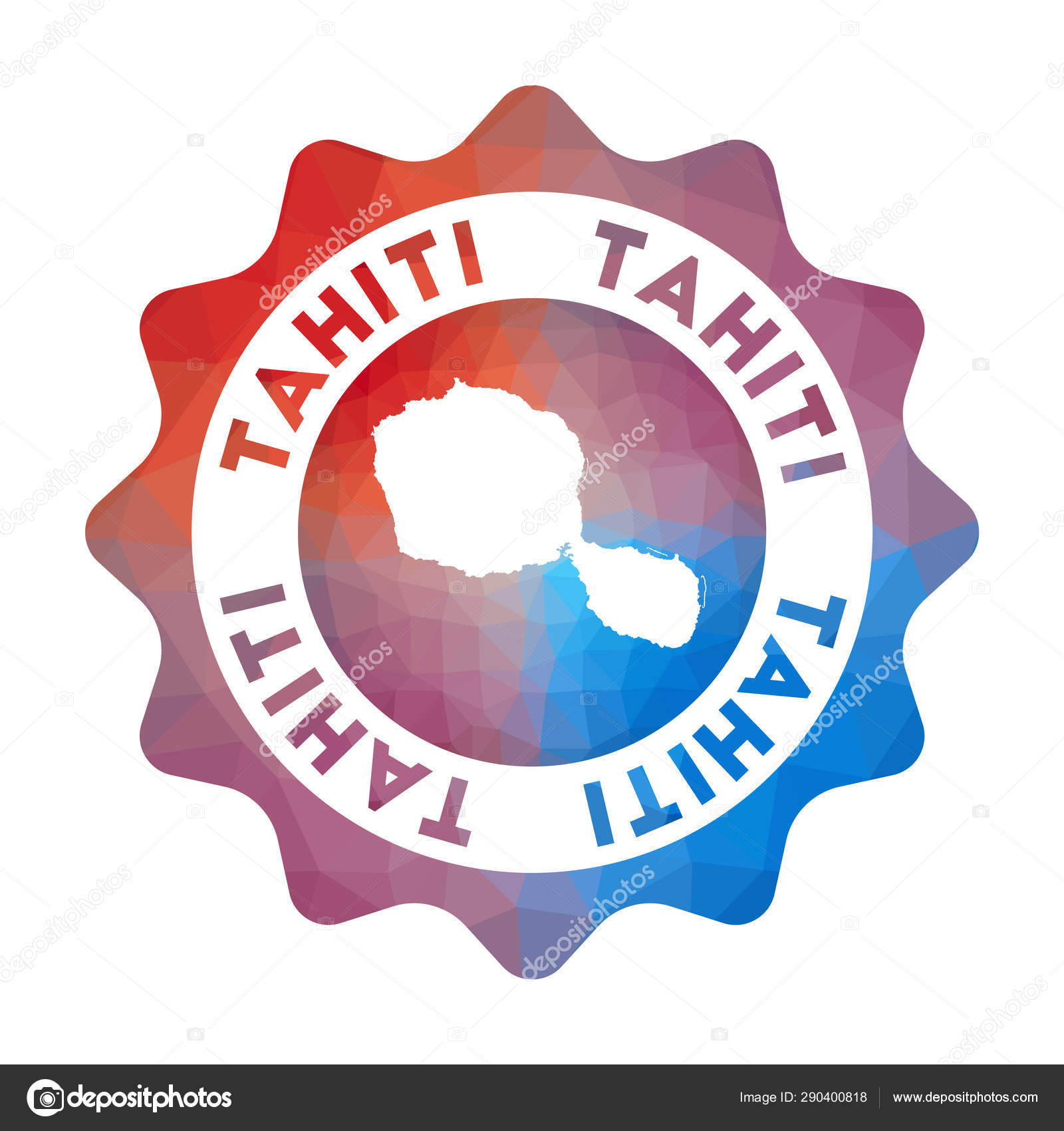 Tahiti low poly logo Colorful gradient travel logo of the island in ...