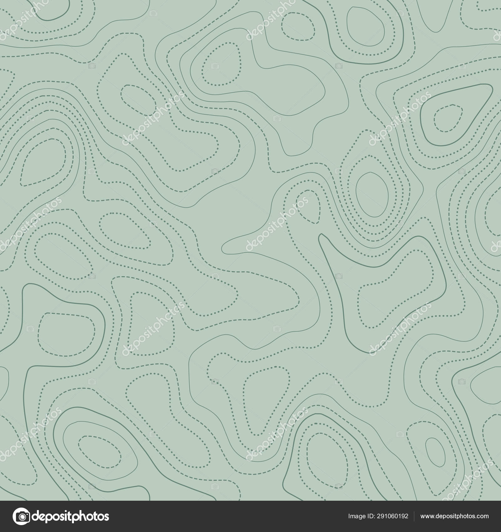 Topographic contours Actual topographic map in green tones seamless ...