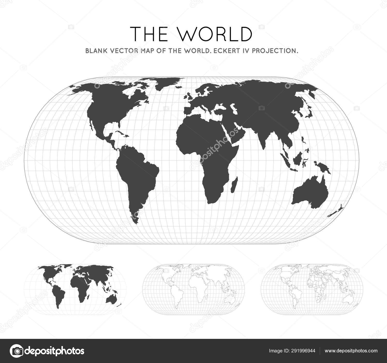 Mapa do Mundo Eckert IV projeção Globo com linhas de latitude e ...