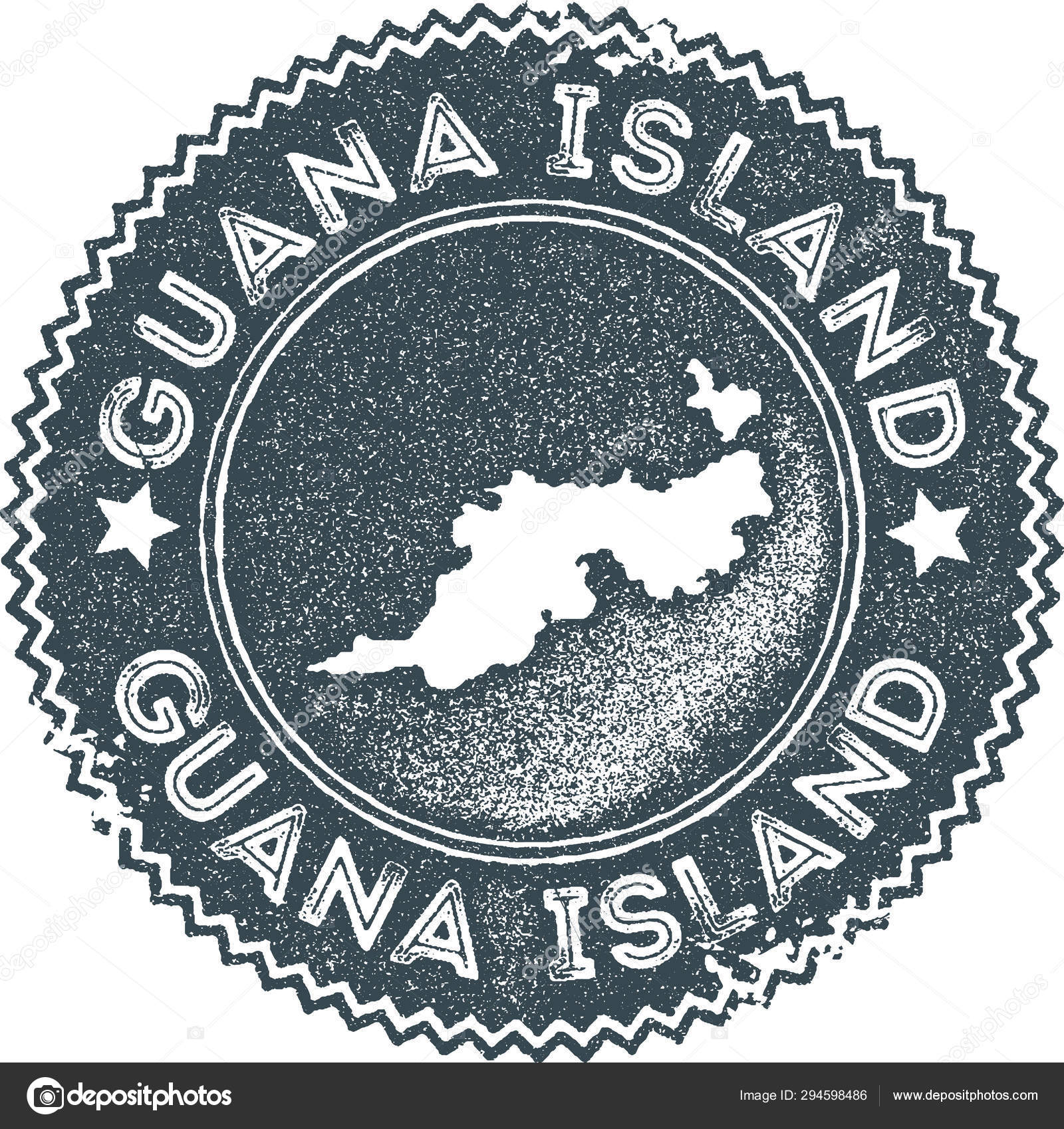 Guana Island map vintage stamp Retro style handmade label badge or ...