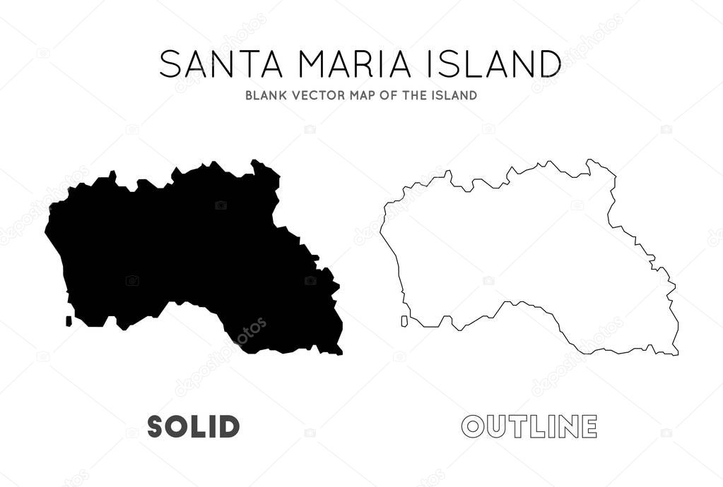 Mapa de la isla de Santa Maria Mapa vectorial en blanco de las ...