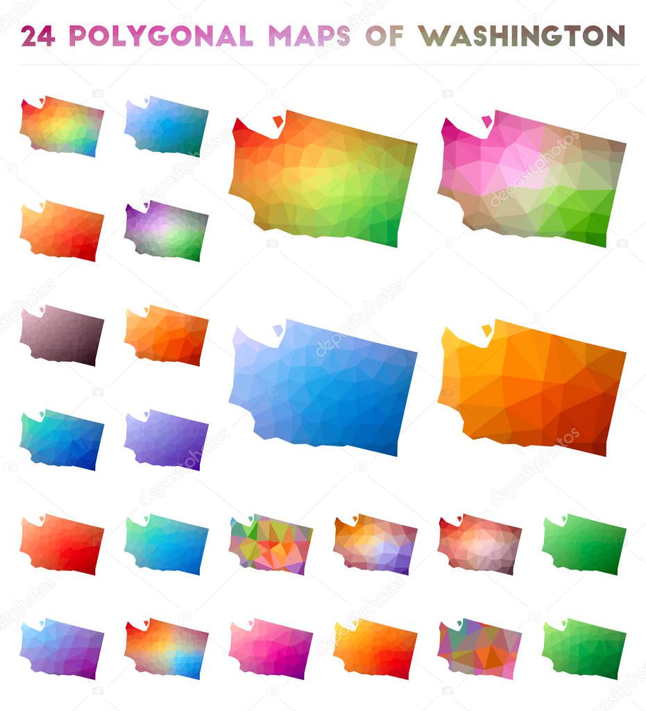 Set de mapas poligonales vectoriales de Washington Bright gradient map ...