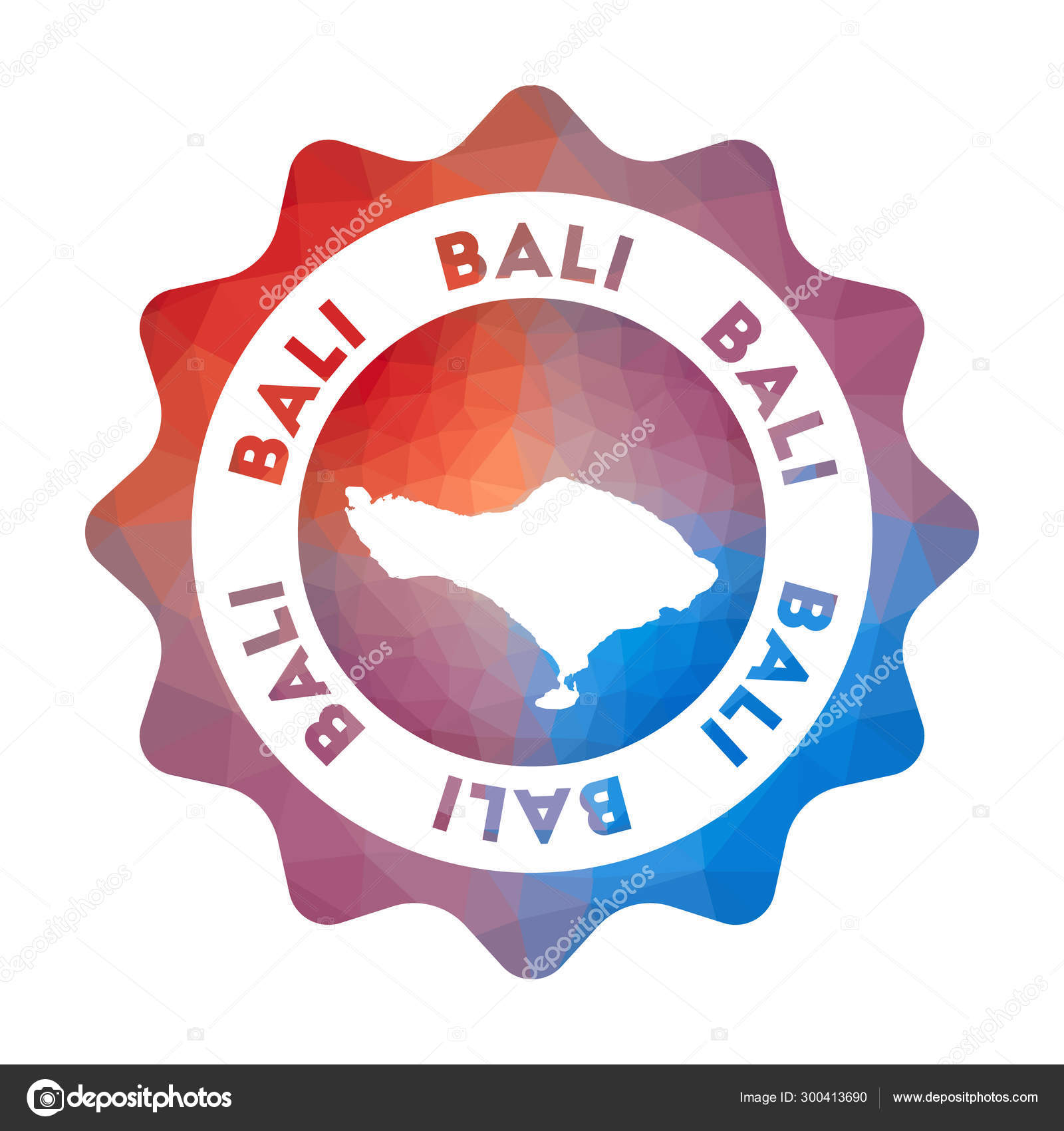 Bali low poly logo Colorful gradient travel logo of the island in ...