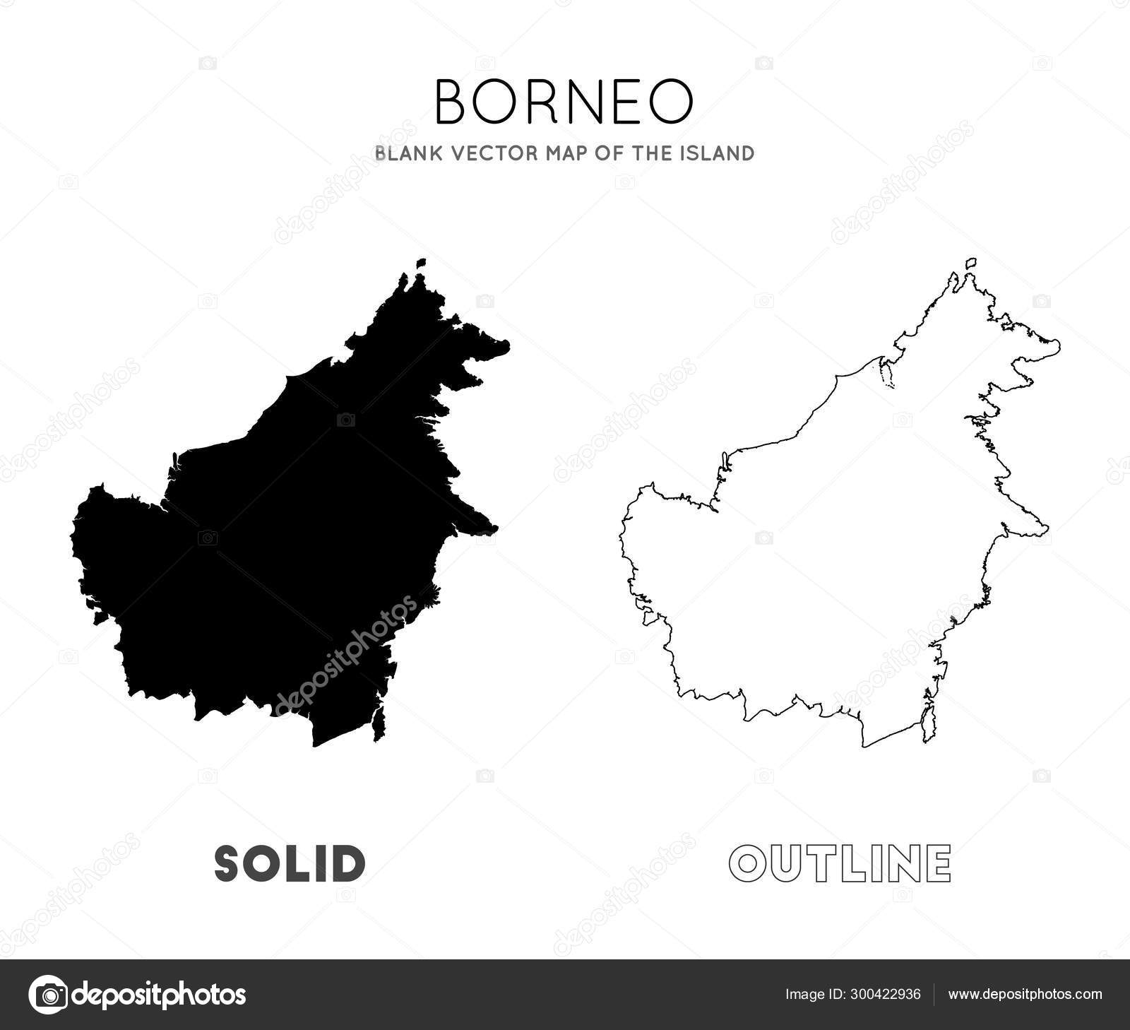 Borneo map Blank vector map of the Island Borders of Borneo for your ...