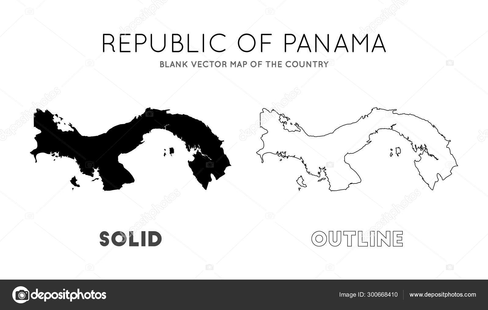 Mapa de Panamá Mapa vectorial en blanco de las Fronteras de Panamá para ...