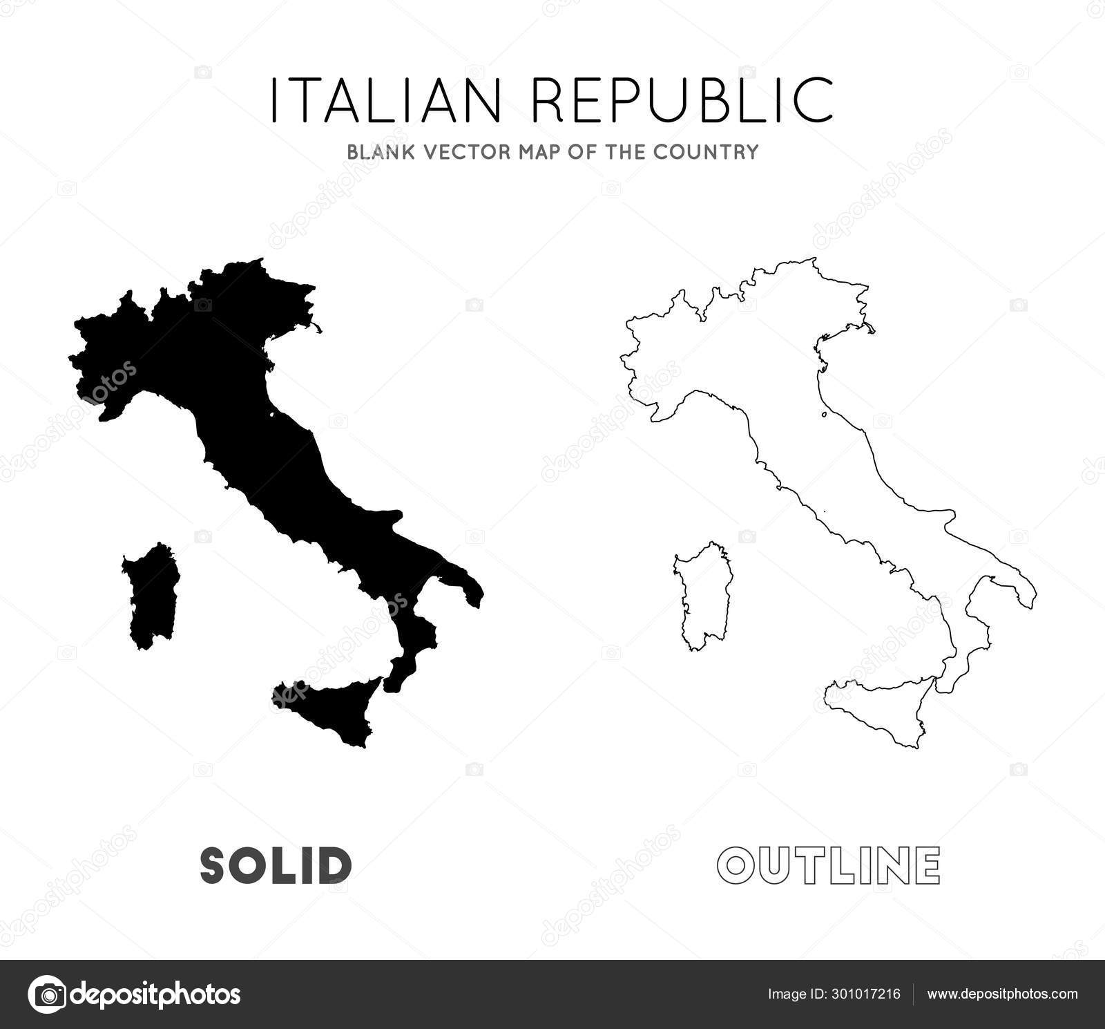 Mapa de Italia Mapa vectorial en blanco de las fronteras nacionales de ...
