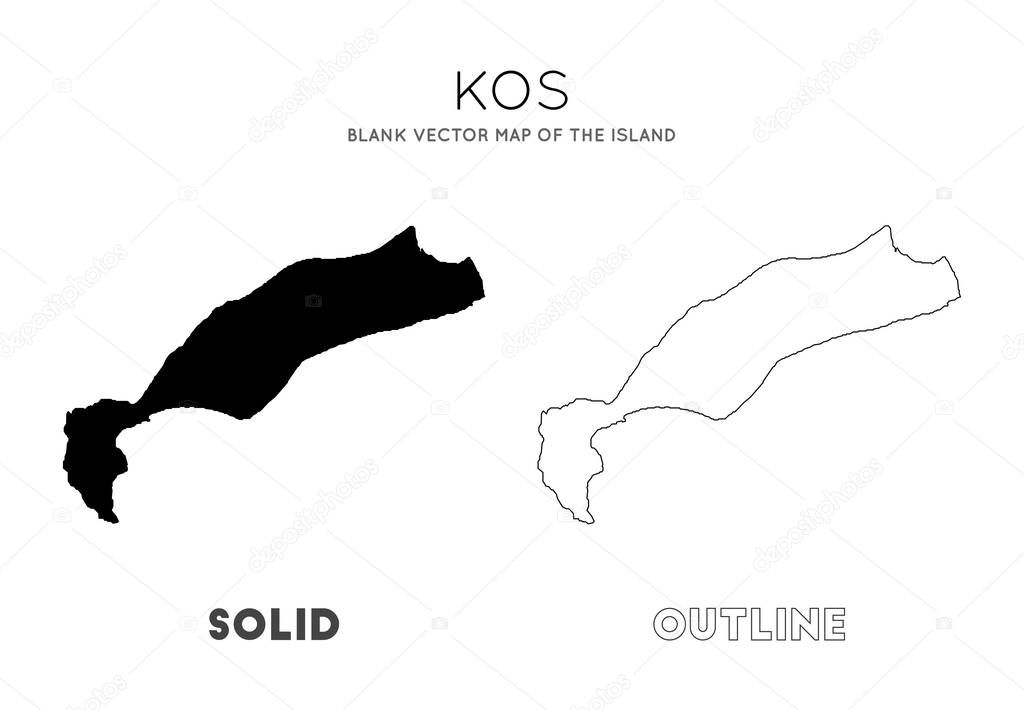 Mapa de Kos Mapa vectorial en blanco de las fronteras insulares de Kos ...