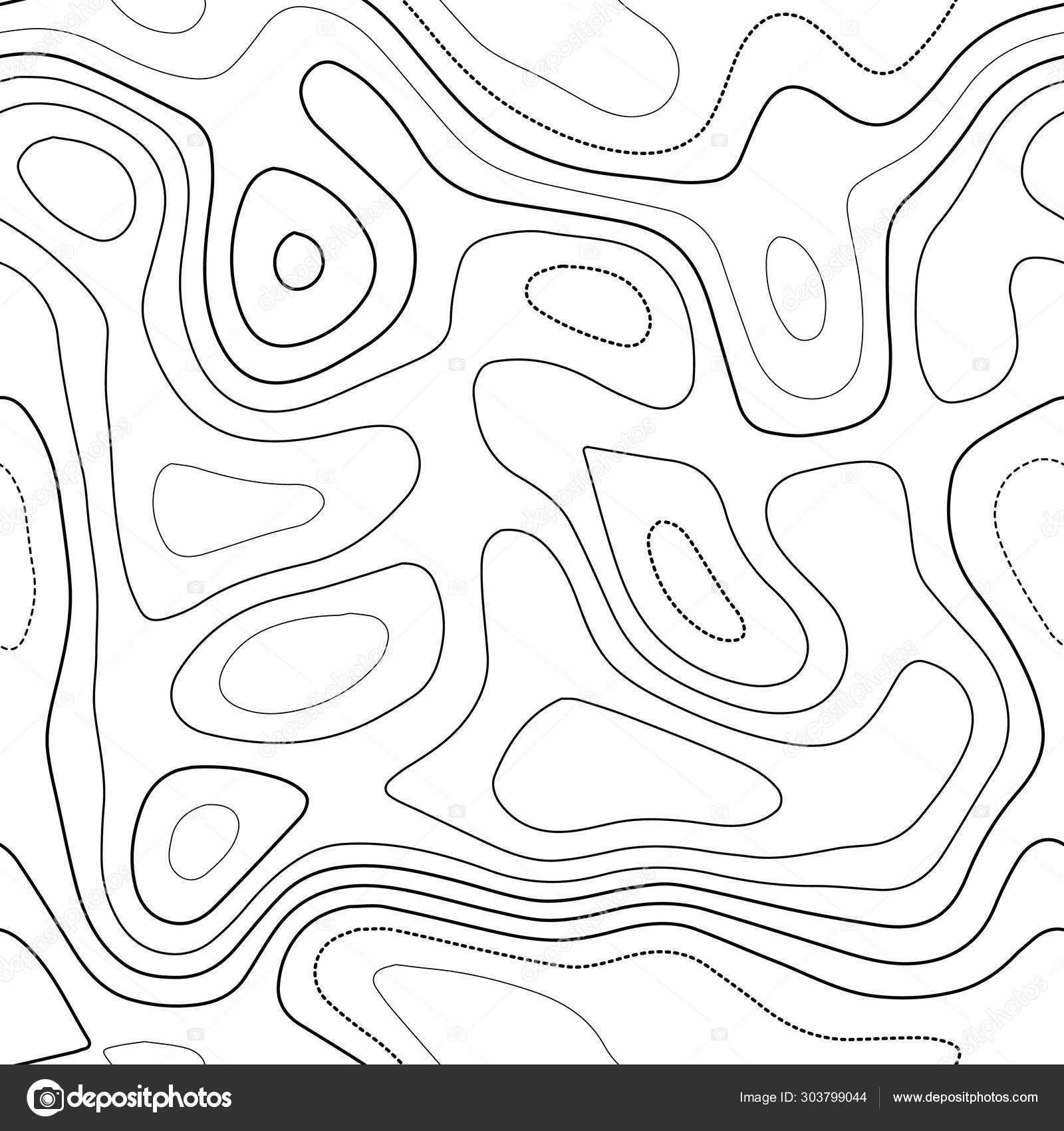 Topographic map Actual topography map Black and white seamless design ...