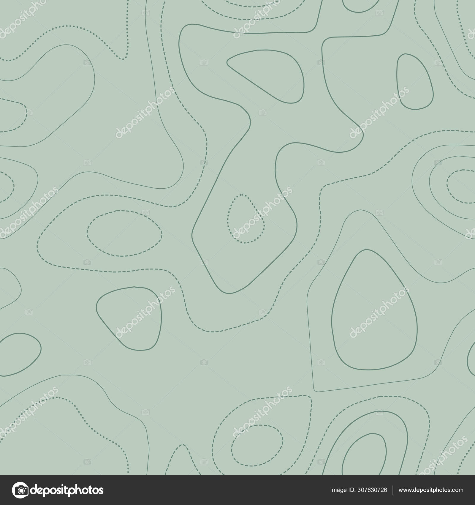 Contour lines Actual topographic map in green tones seamless design ...