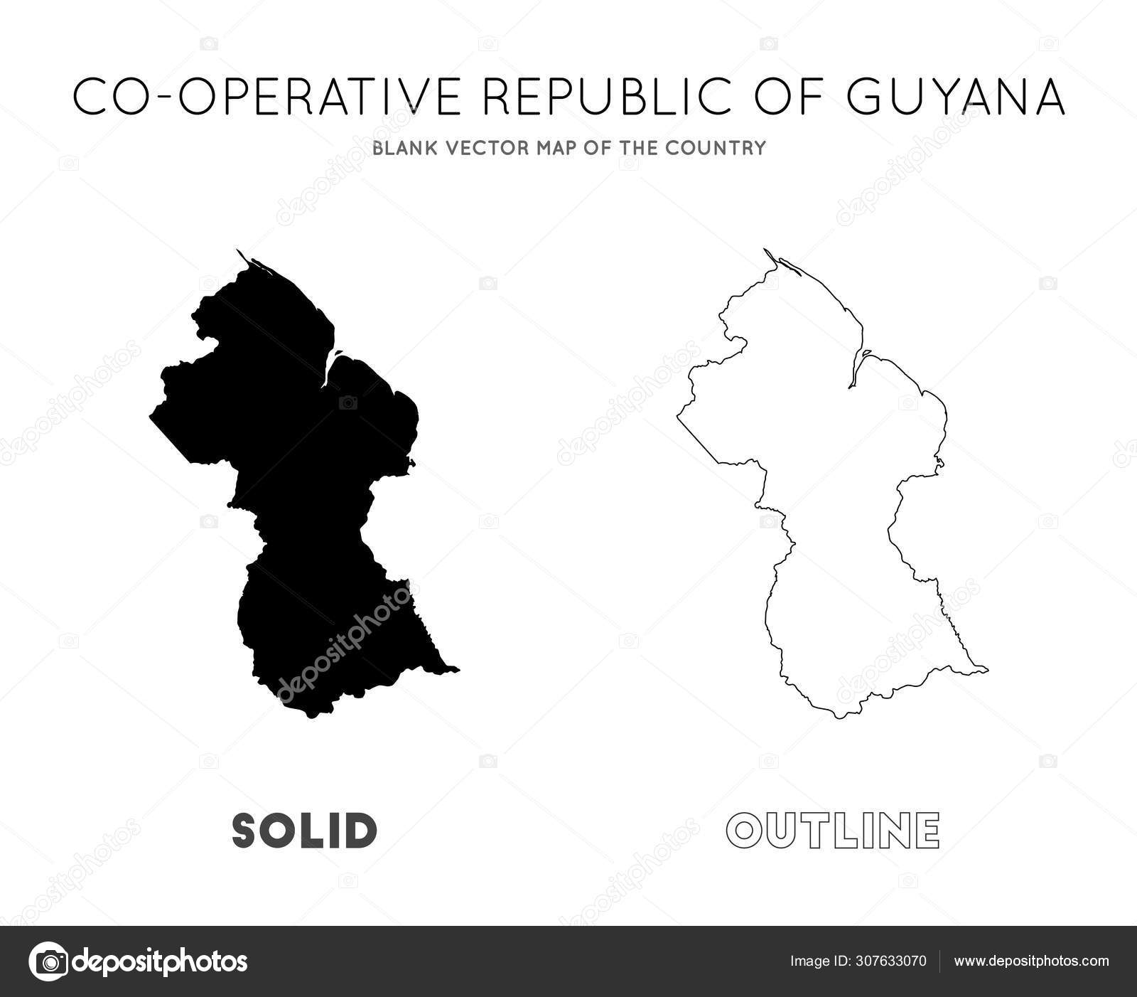 Guyana map Blank vector map of the Country Borders of Guyana for your ...