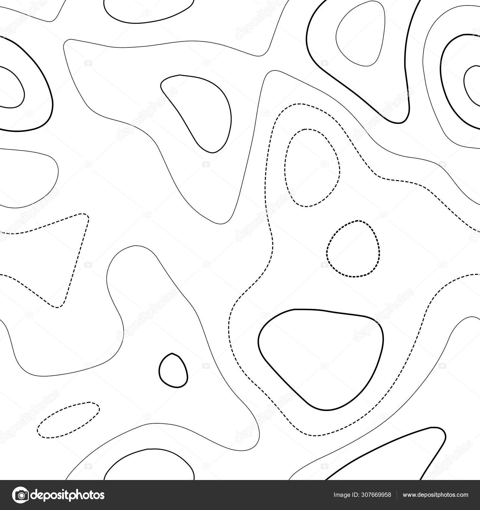 Contour lines Admirable topography map Black and white seamless design ...
