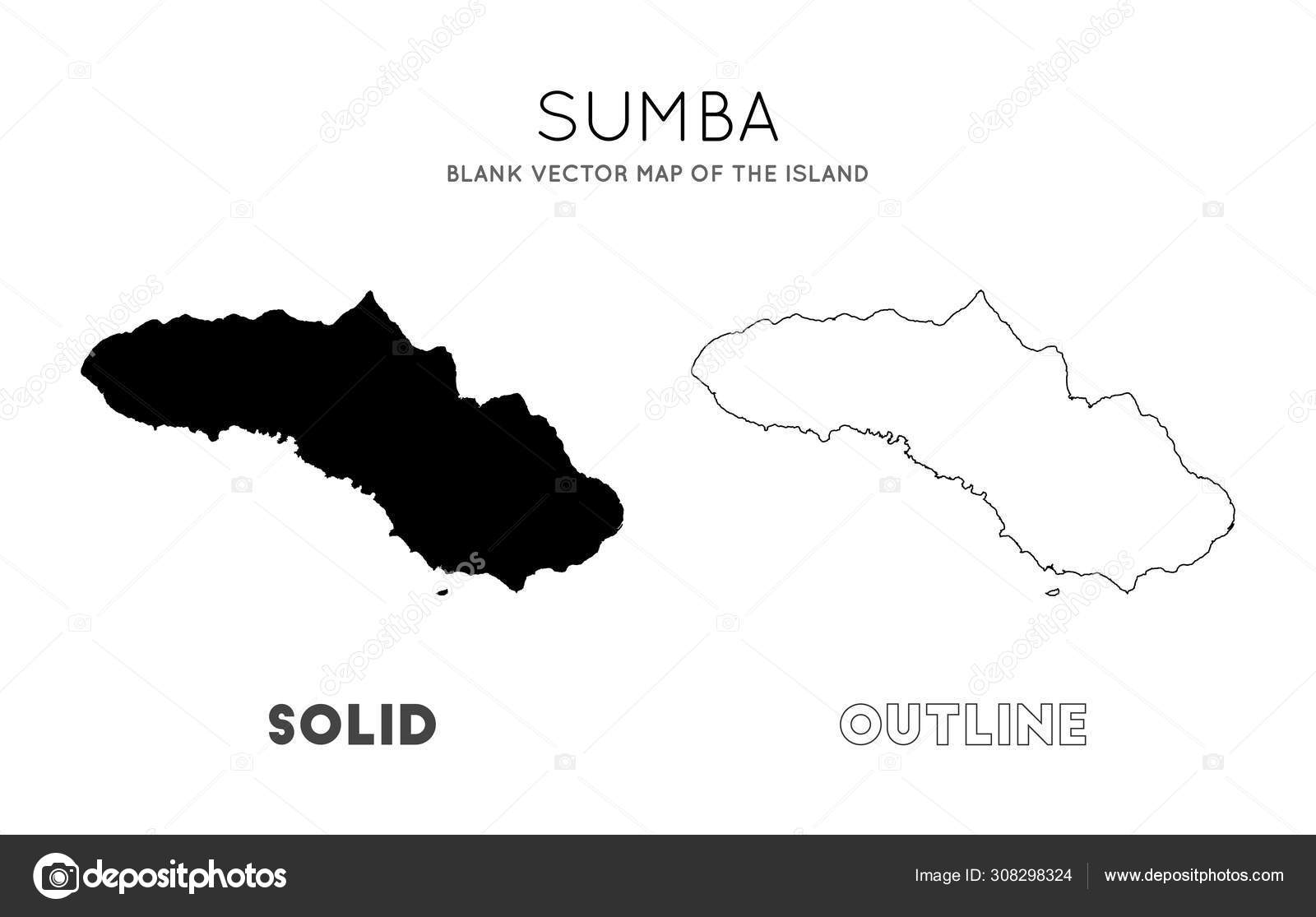 Peta Sumba Peta vektor kosong dari batas pulau Sumba untuk Vektor ...