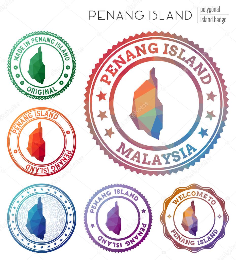 Insignia de la isla de Penang Colorido símbolo de la isla poligonal ...