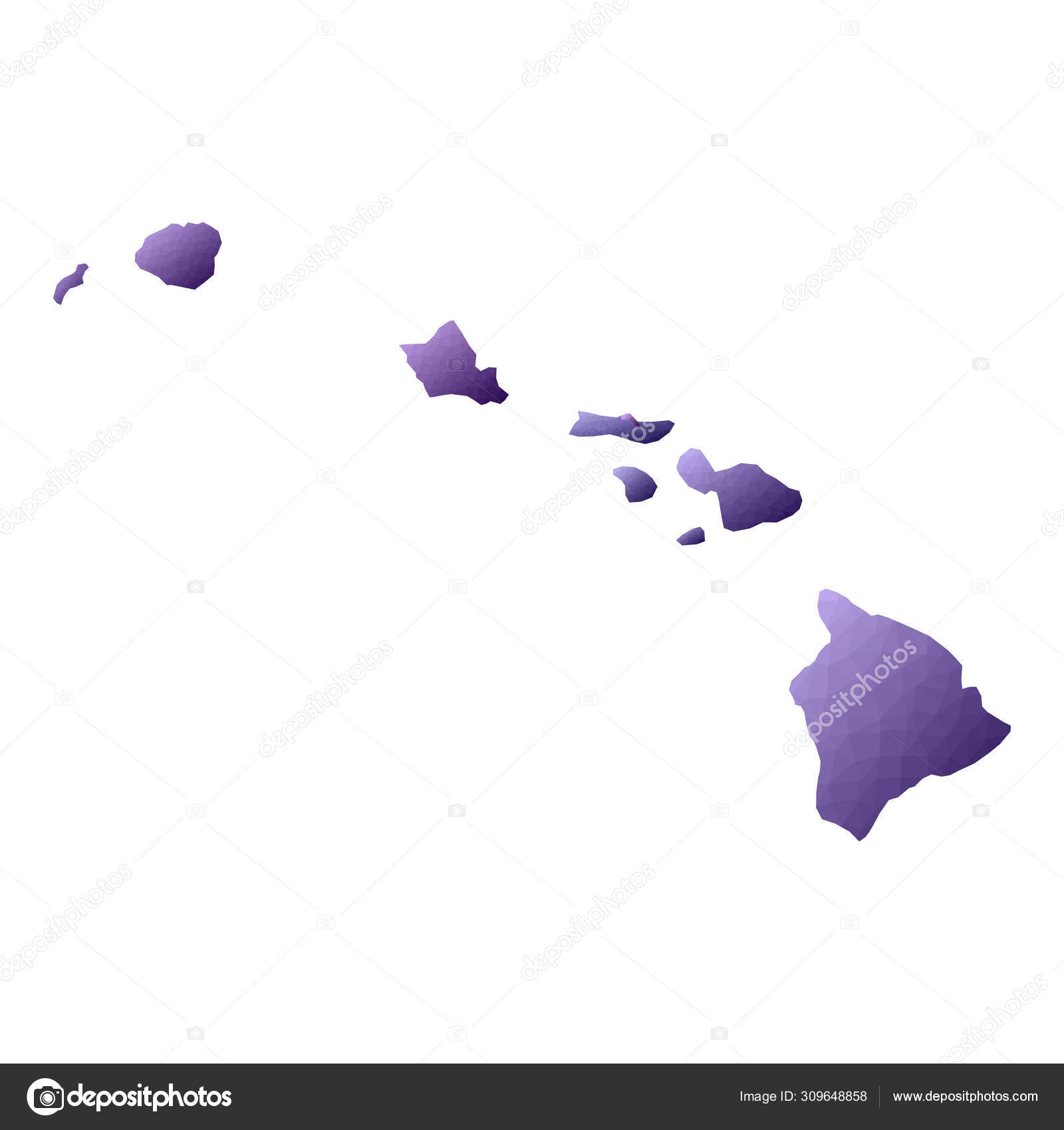 Hawaii map Geometric style us state outline with counties Attractive ...